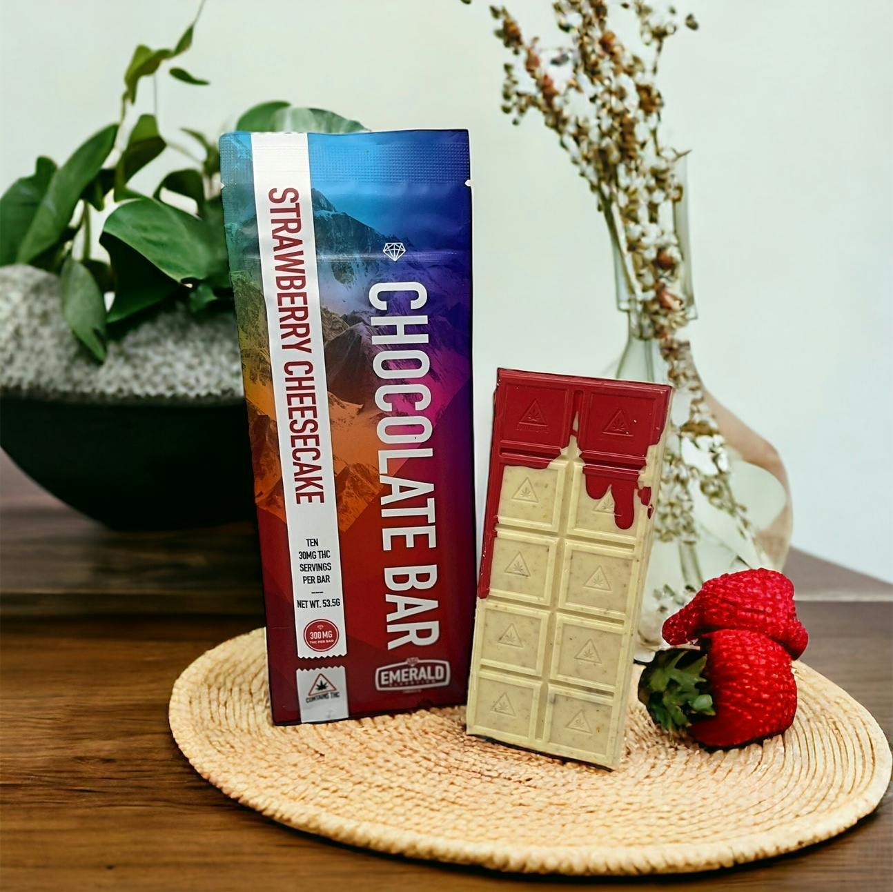 300mg Full Spectrum, Strawberry Cheesecake Chocolate Bar - Emerald ...