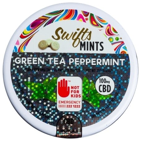 Swifts Mints Green Tea & Peppermint CBD 100mg - Swifts Edibles