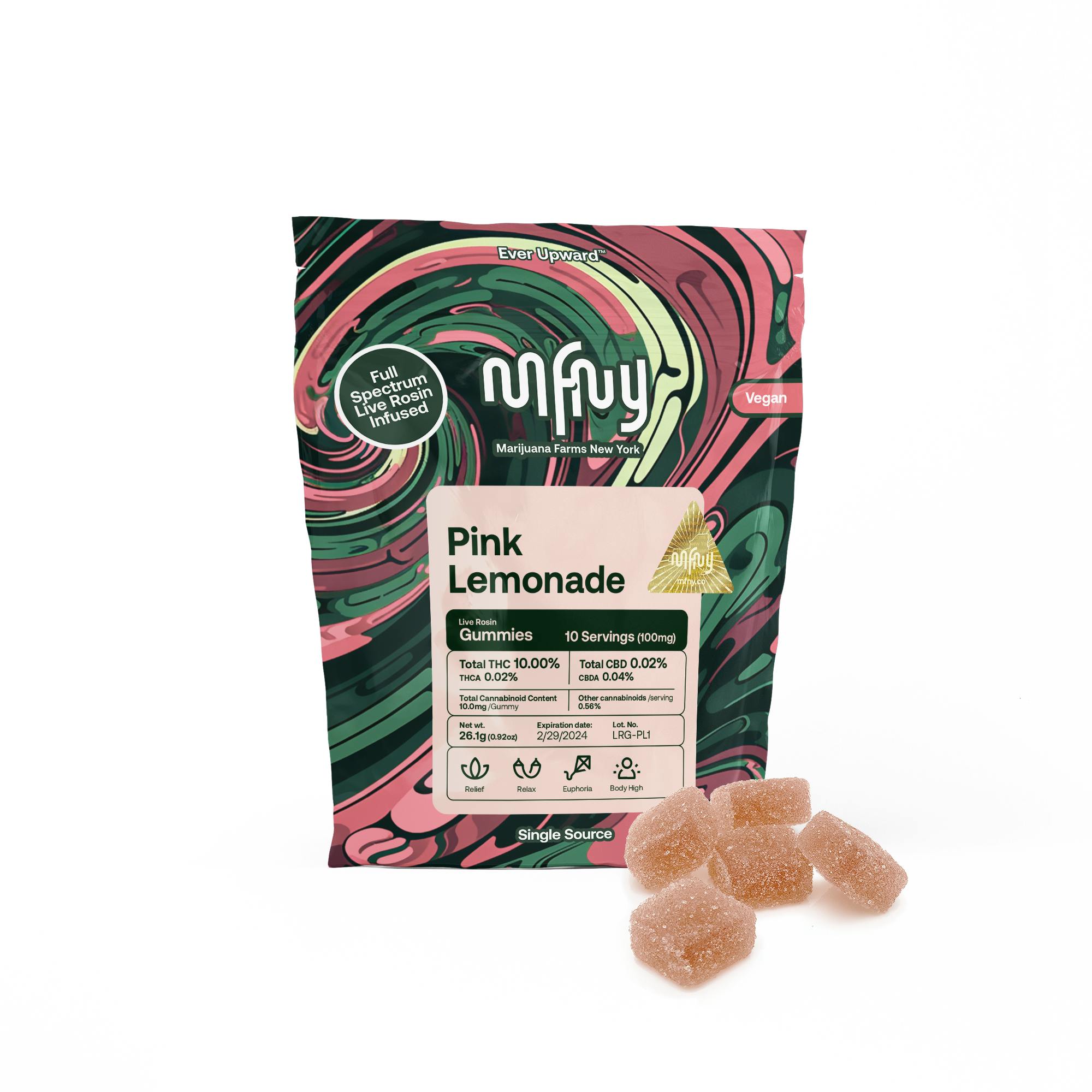 Pink Lemonade Live Rosin Gummies | 100mg 10pk - MFNY