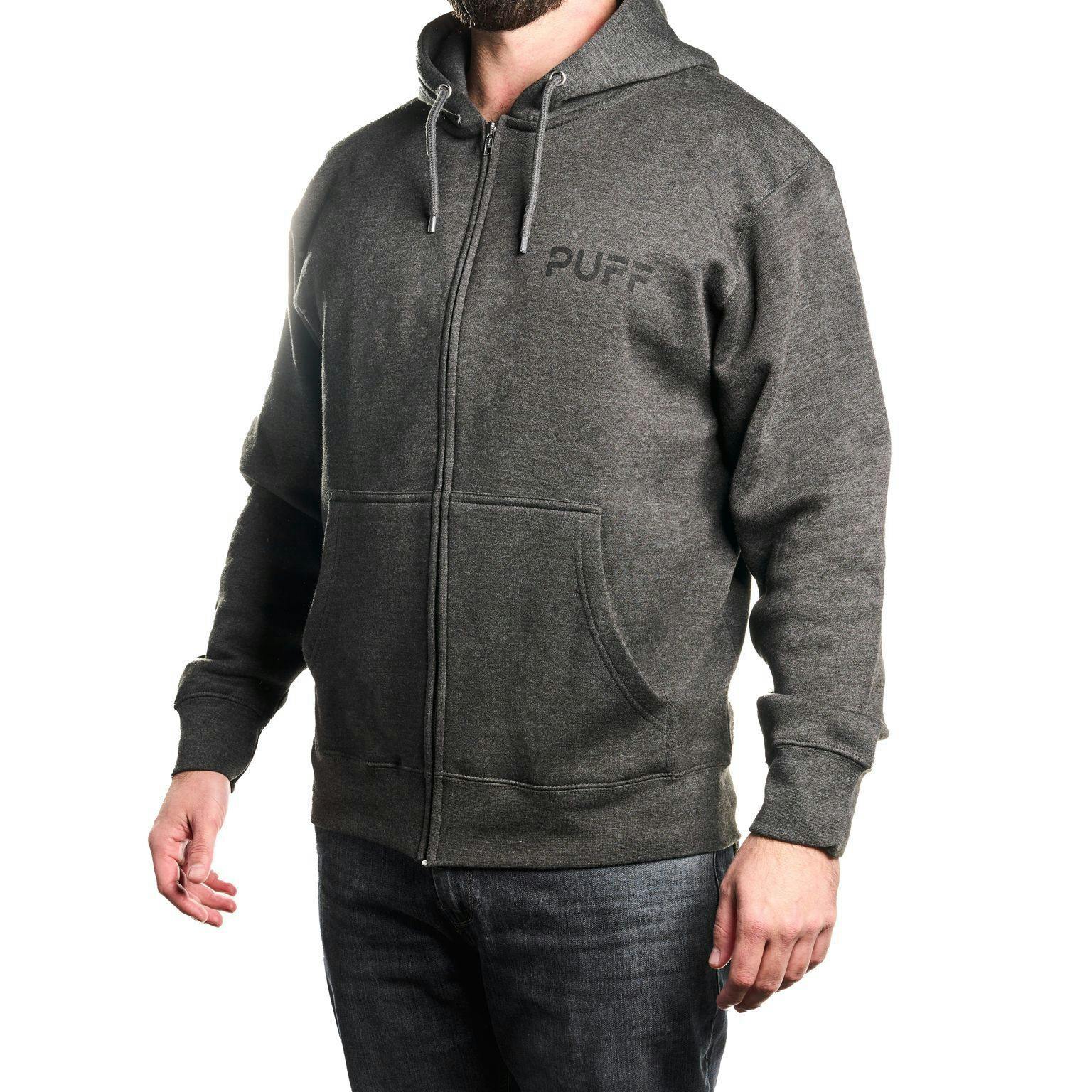 Puff Cannabis Company PUFF Zip Up Hoodie Gray | Weedmaps