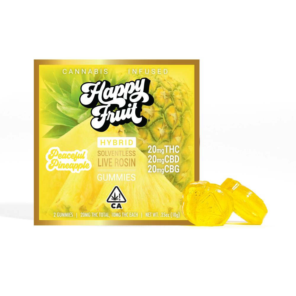 Happy Fruit Peaceful Pineapple 2-Pack Rosin Gummies THC:CBD:CBG Edibles ...