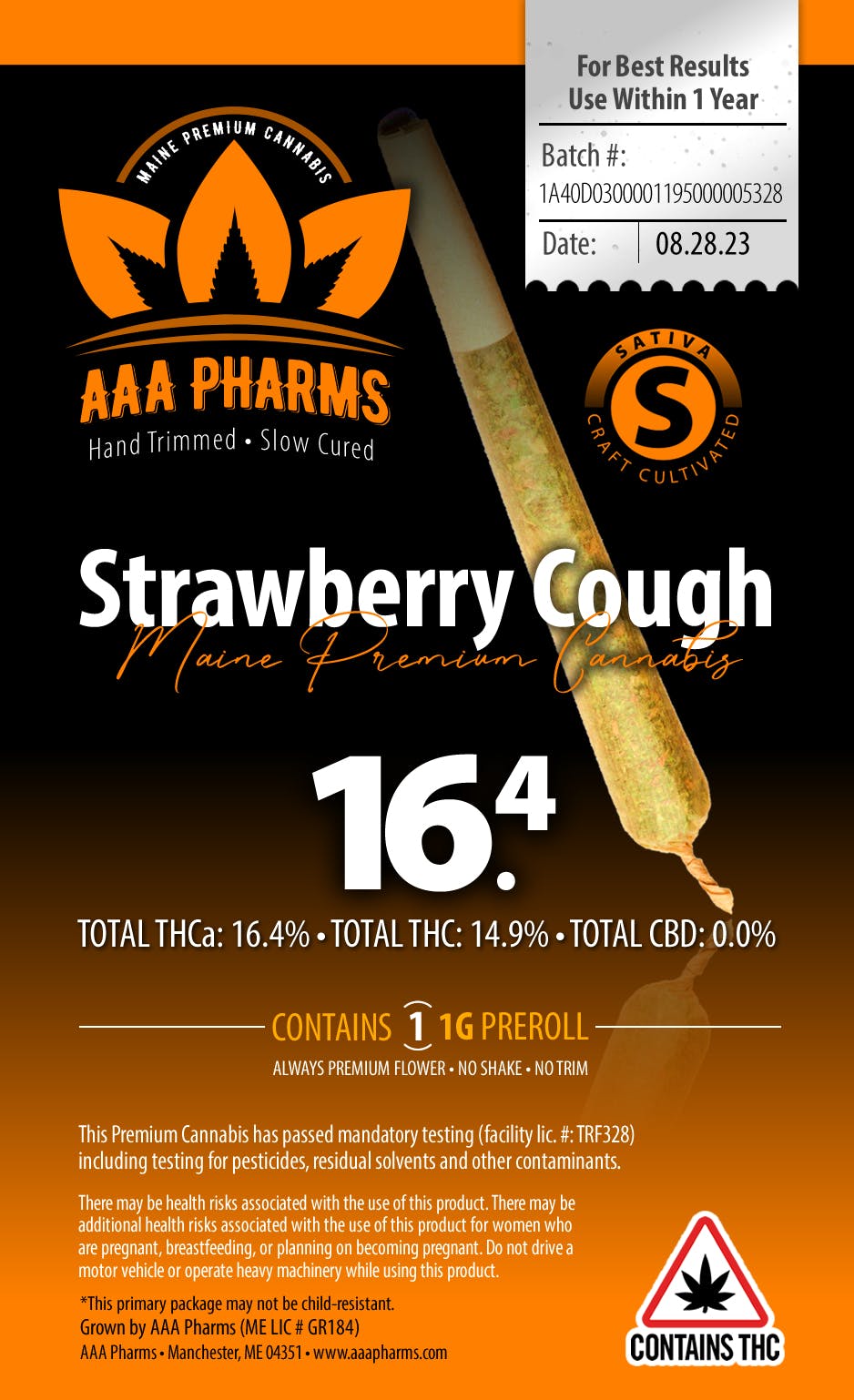 Strawberry Cough - Pre Roll - AAA Pharms