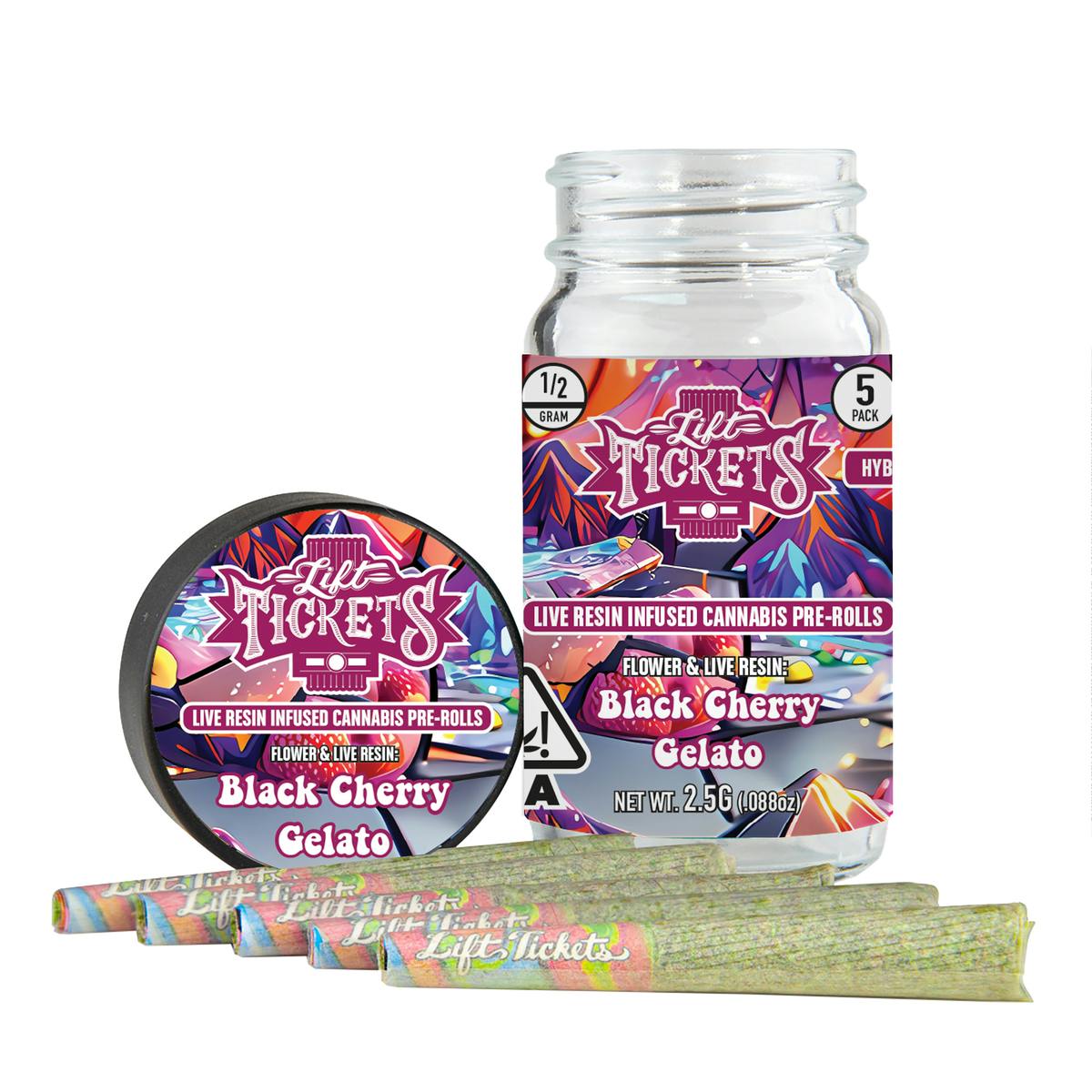 Black Cherry Gelato Infused Pre Roll 5 Pack Lift Tickets