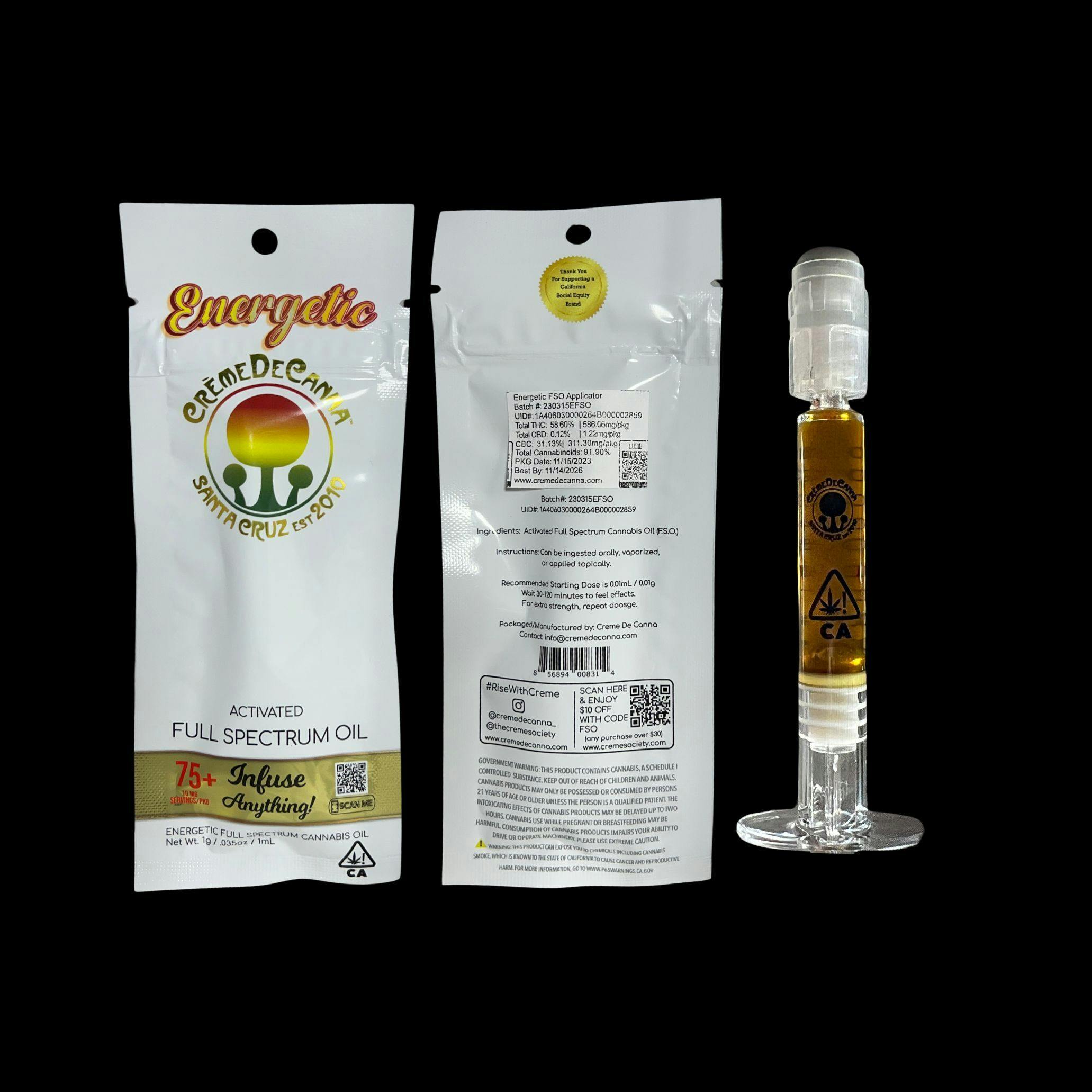 Energetic Full Spectrum Oil (FSO) 1g - Crème De Canna