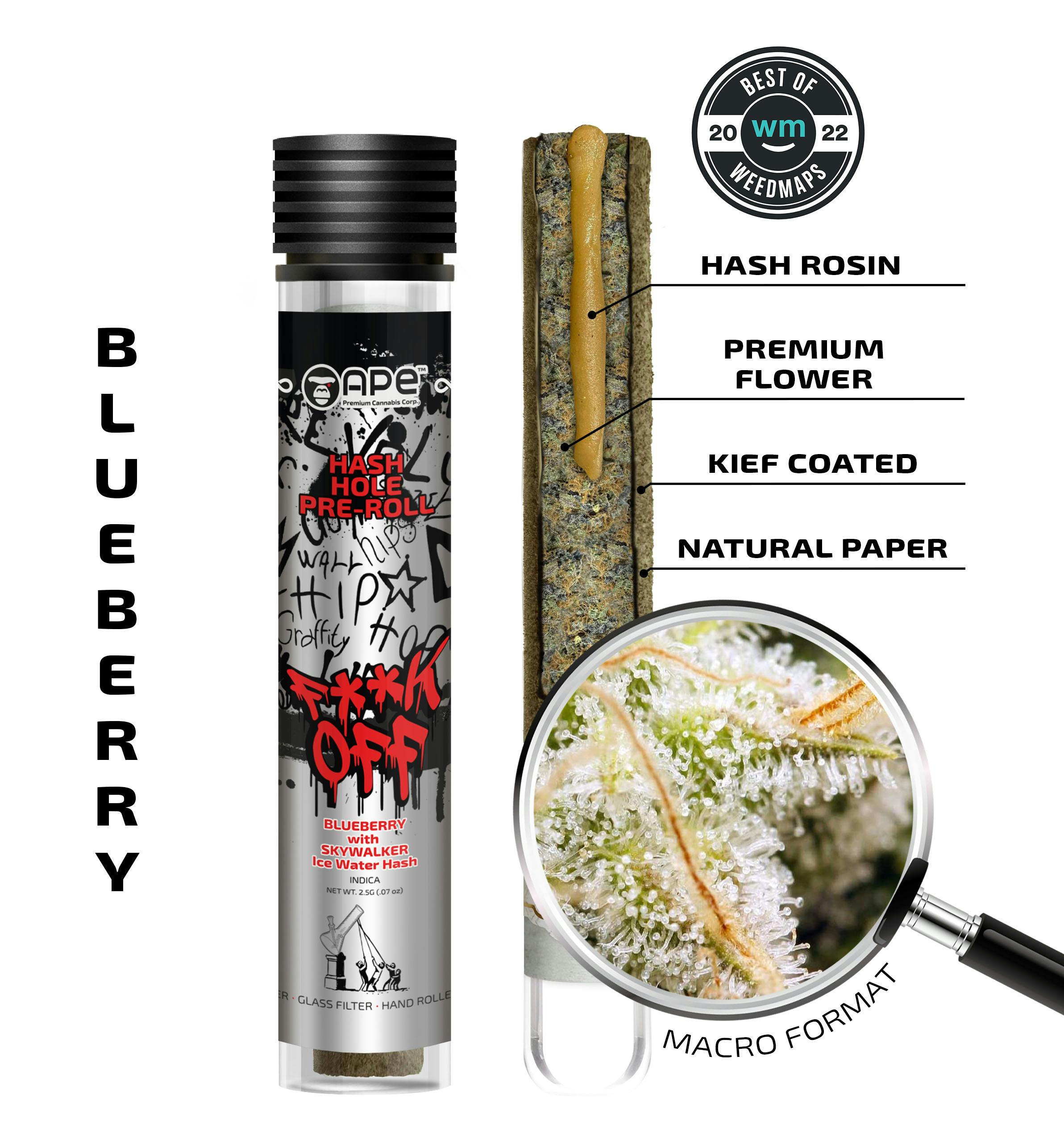 Blueberry & Skywalker — Hash Hole Pre-Roll (2.5g) - APE Premium ...