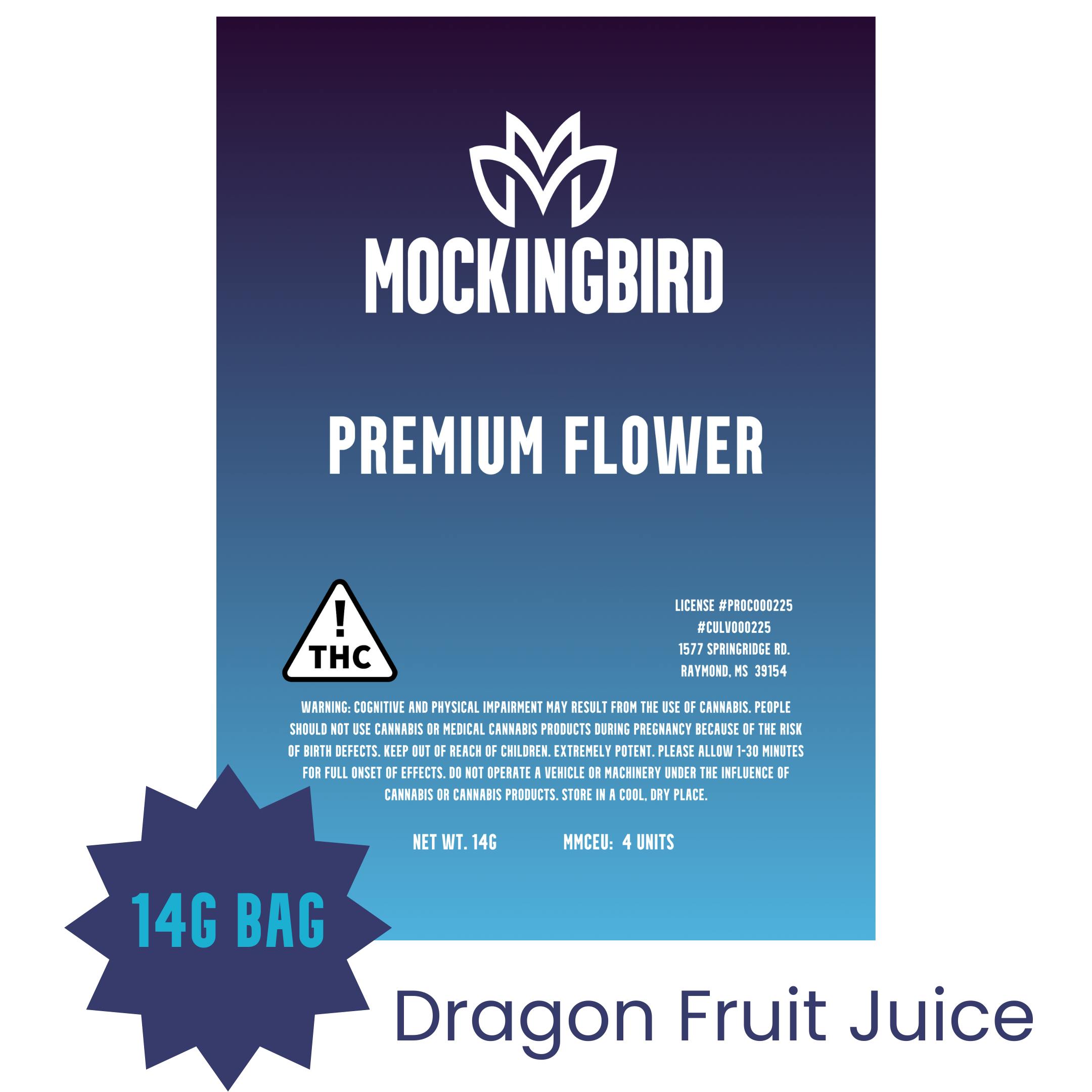 Mockingbird Premium Flower: Dragon Fruit Juice 14g bag - Mockingbird