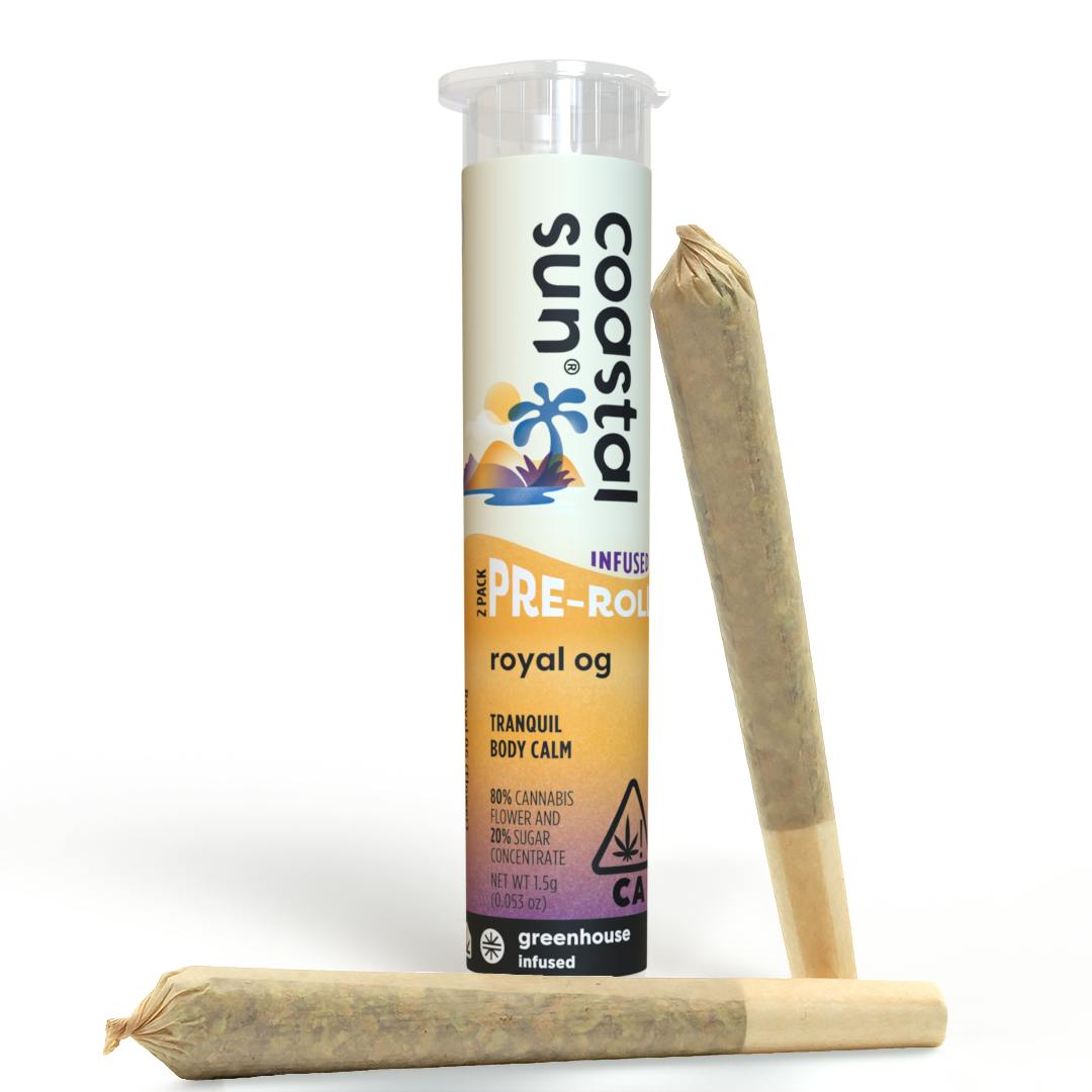 Royal Og Infused Greenhouse 0 75g Pre Roll 2pk 1 5g Coastal Sun