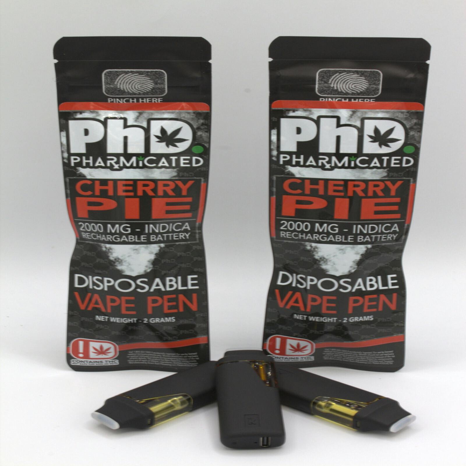 PhD Disposable D9 Vape Cart-2000 mg - Cherry Pie (I) - Pharmicated