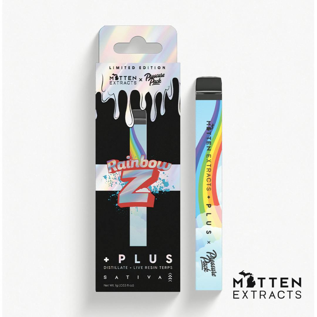 Mitten + Plus x Pressure Pack Disposable - Rainbow Z 1g (Sativa ...