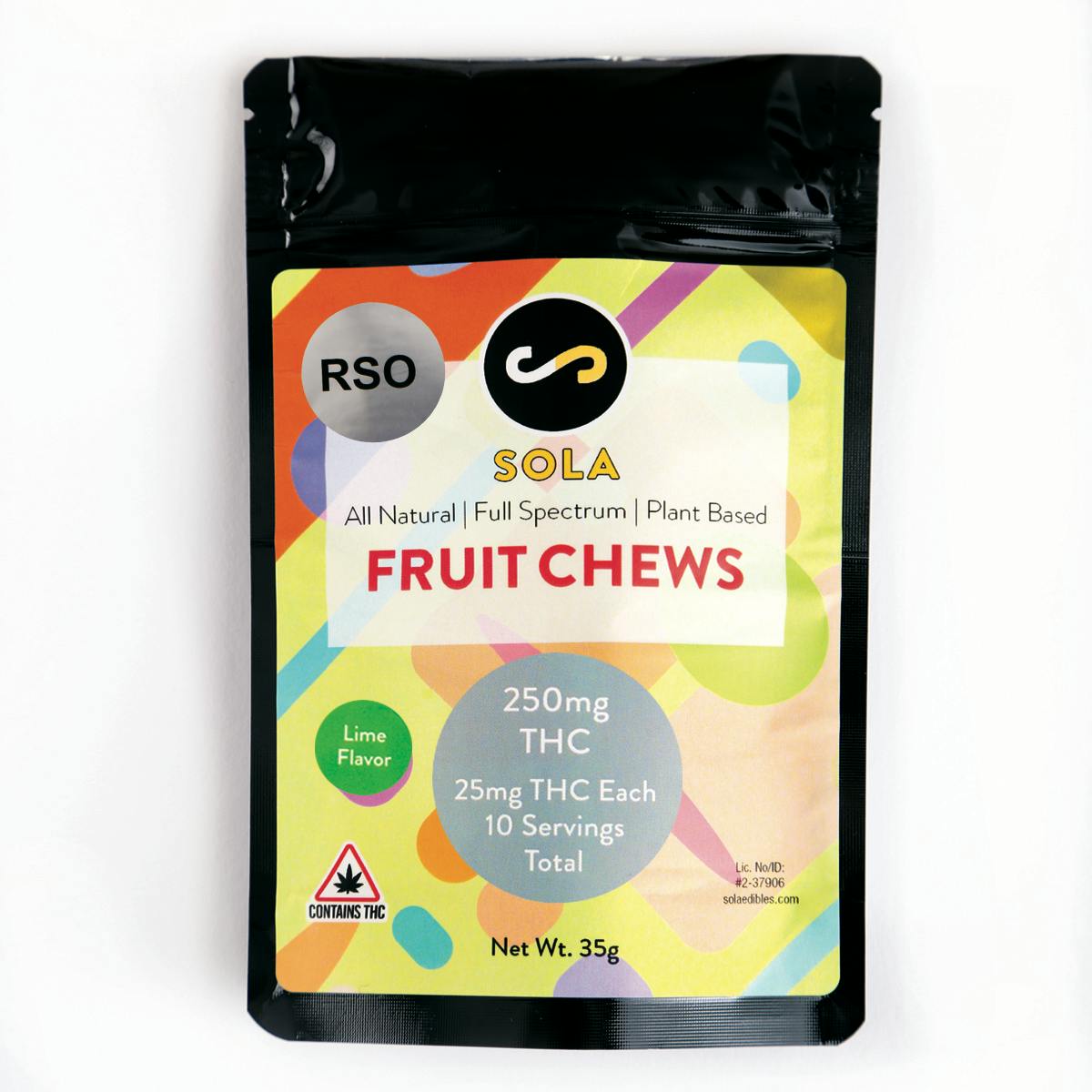 250mg RSO Fruit Chews - Lime Flavor - Sola Edibles