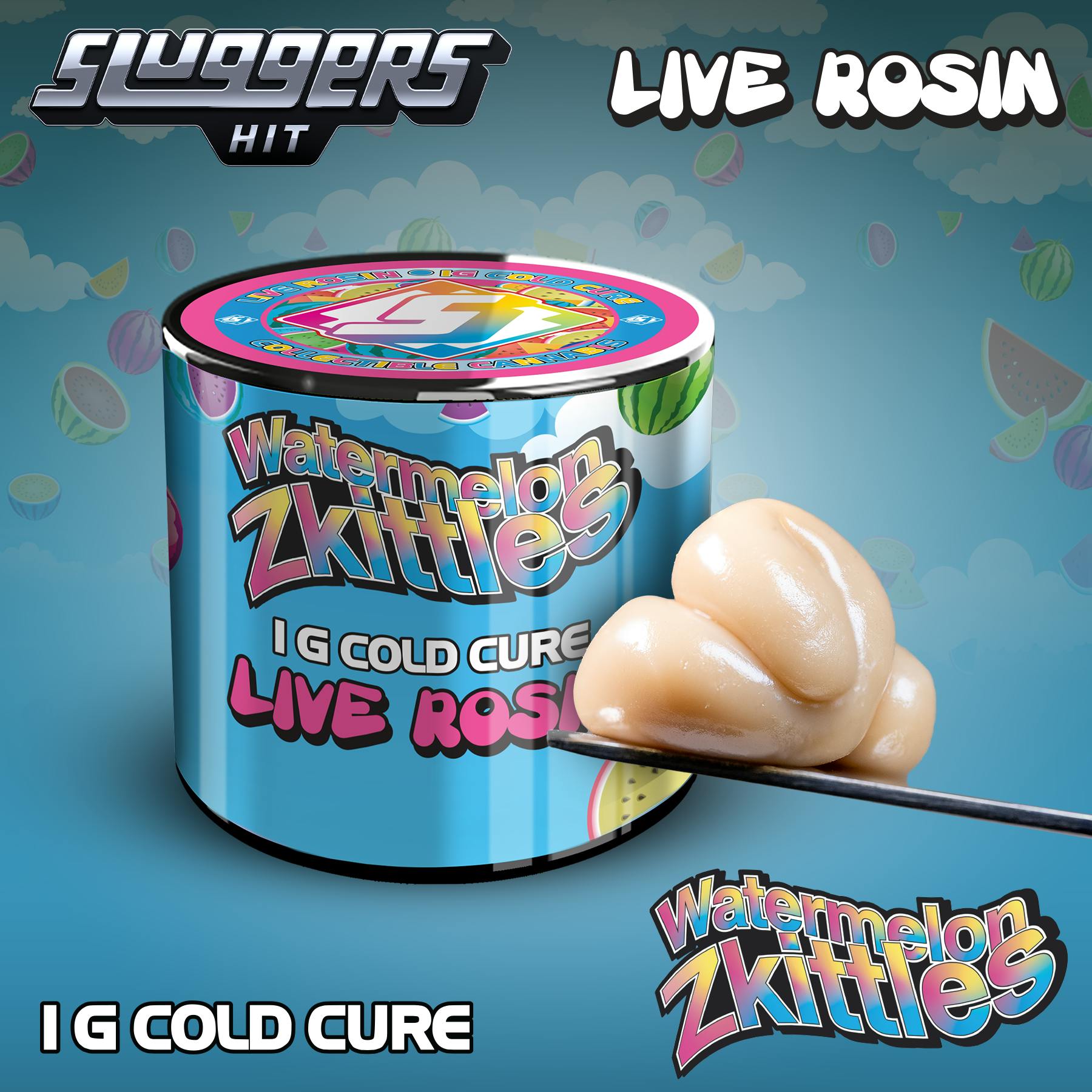 Sluggers - Live rosin - 1g - Watermelon Zkittlez - Sluggers Hit