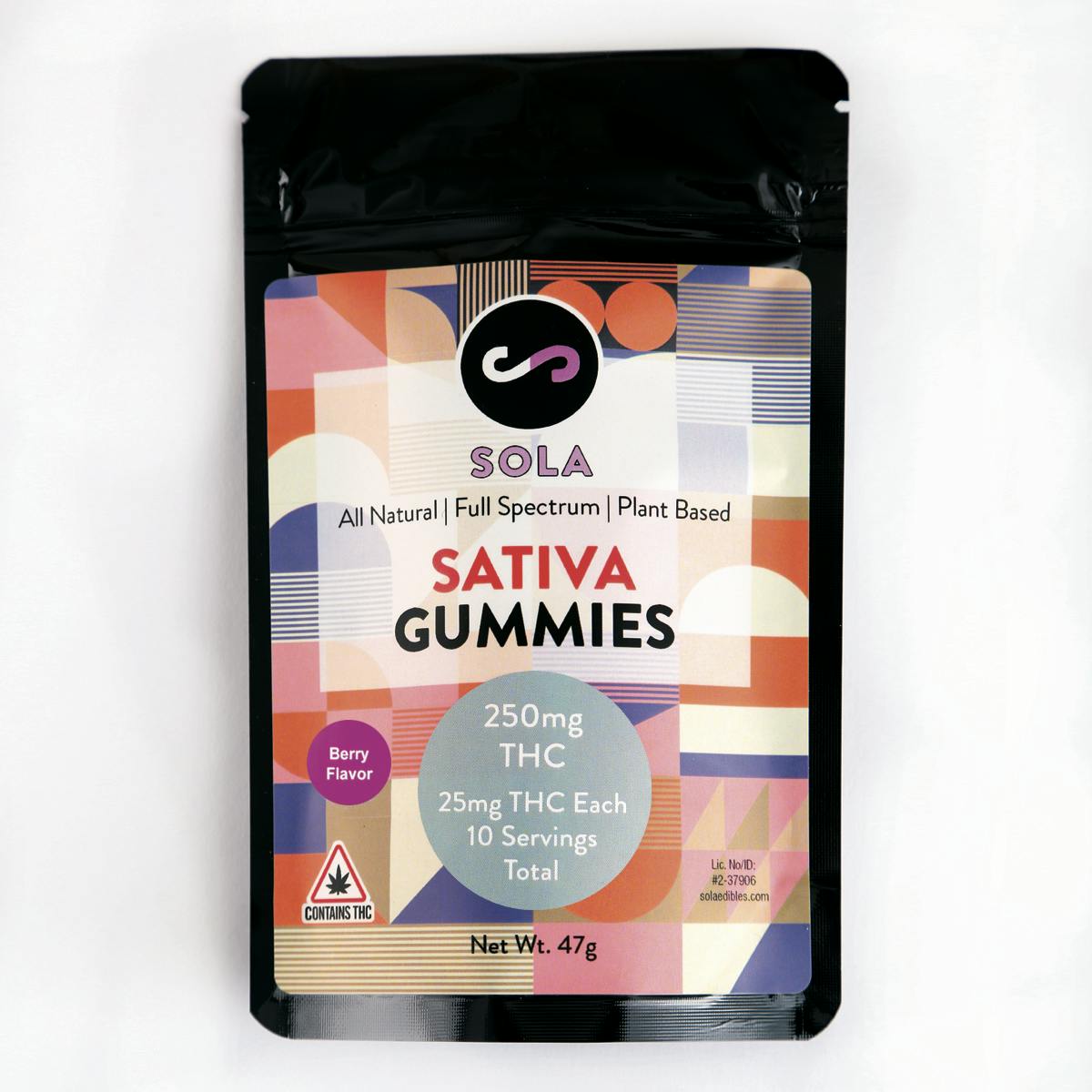 250mg Sativa Gummies - Berry Flavor Pack - Sola Edibles