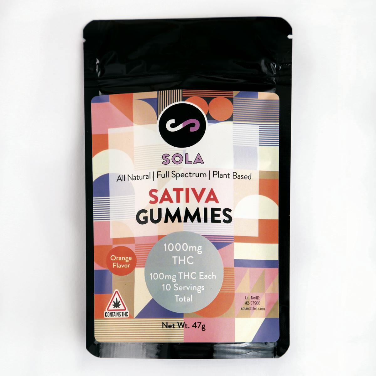 1000mg Sativa Gummies - Orange Flavor Pack - Sola Edibles