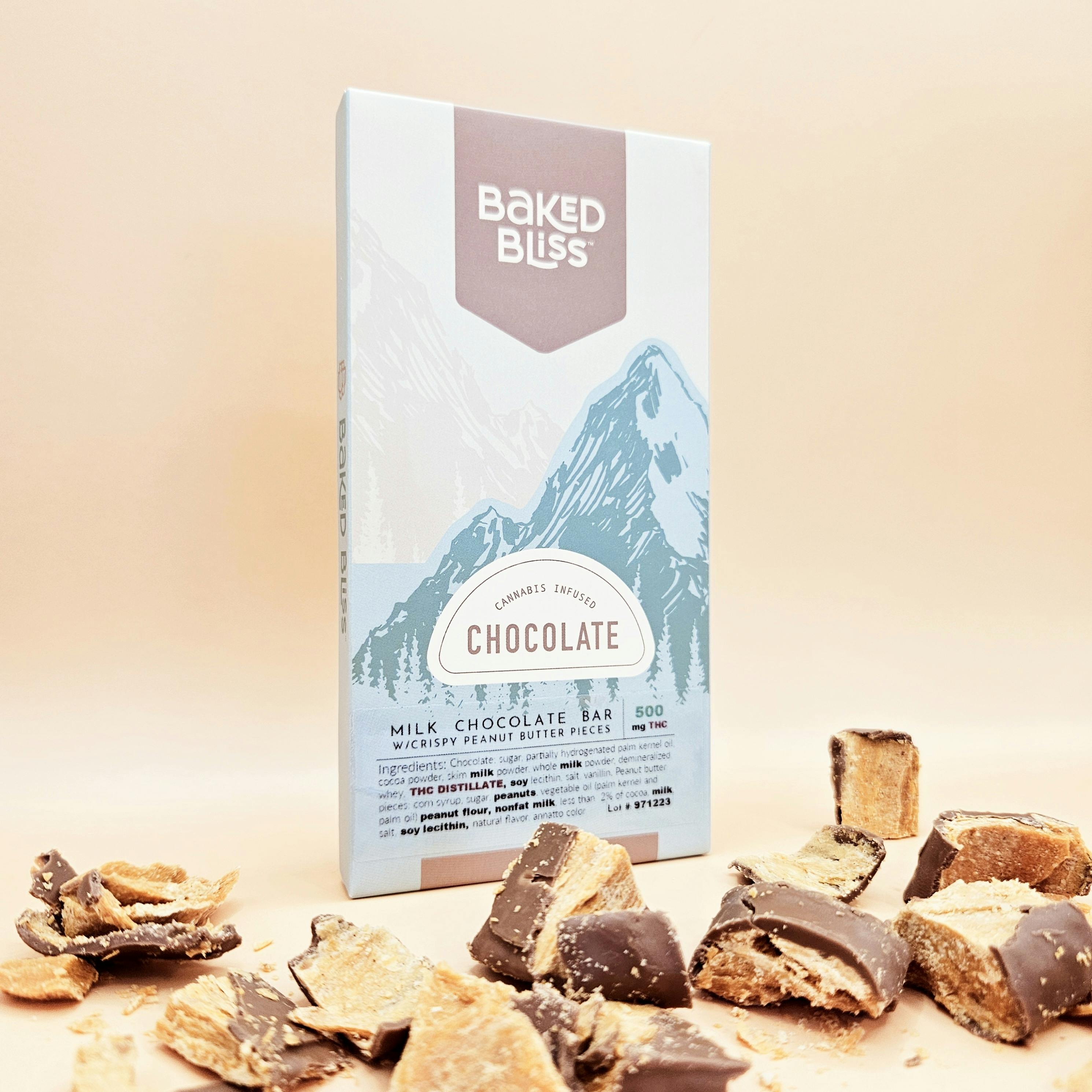 Baked Bliss 500mg Chocolate Bar W/Crispy Peanut Butter Pieces - Baked ...