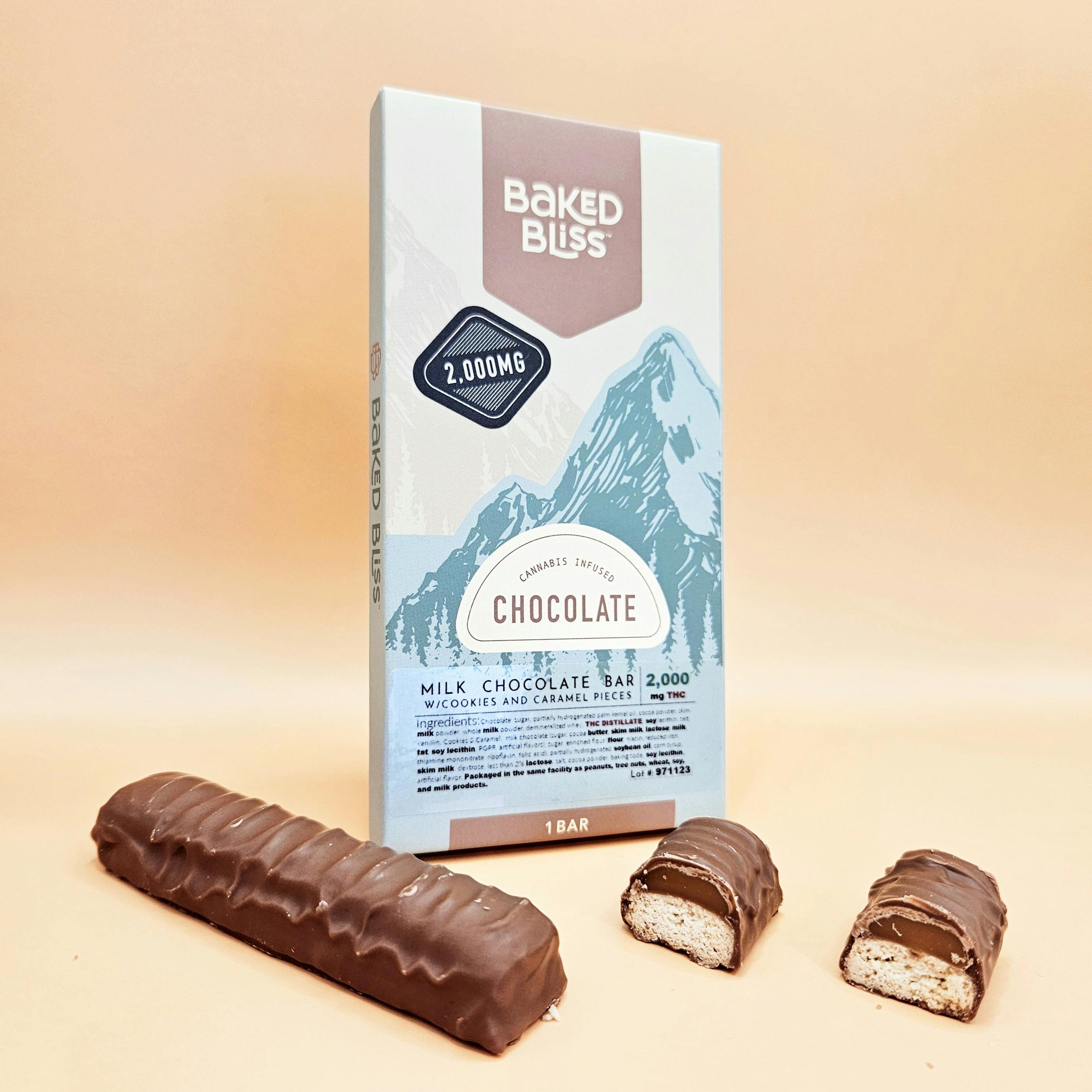 Baked Bliss 2000mg Chocolate Bar W Cookies And Caramel Pieces Baked