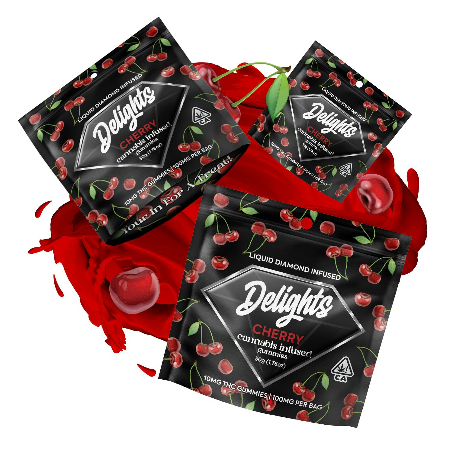 Cherry Delights Gummies Liquid Diamond Infused - Delights Gummies
