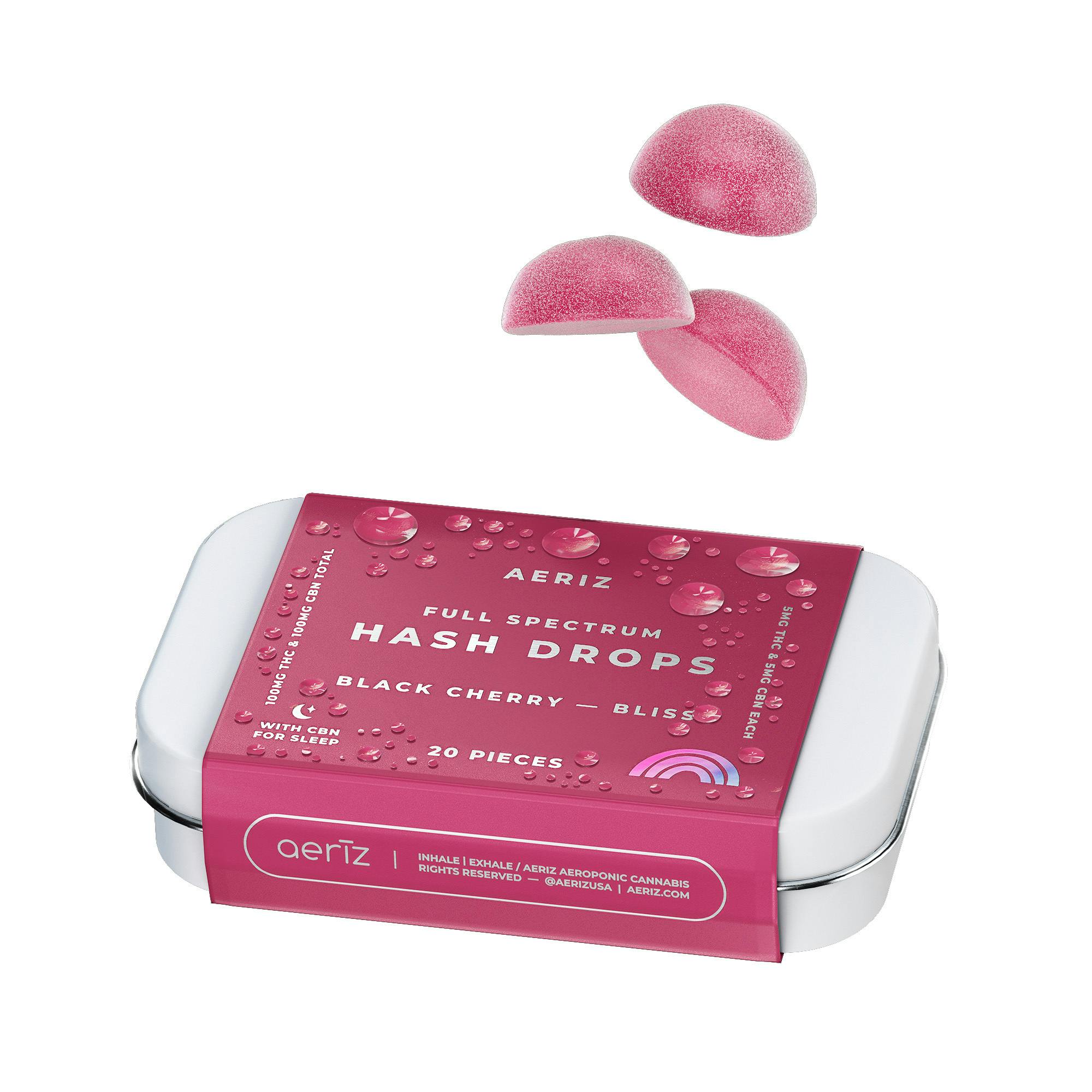 Black Cherry Bliss 1:1 Full Spectrum Hash Drops 100mg 20pk - Aeriz