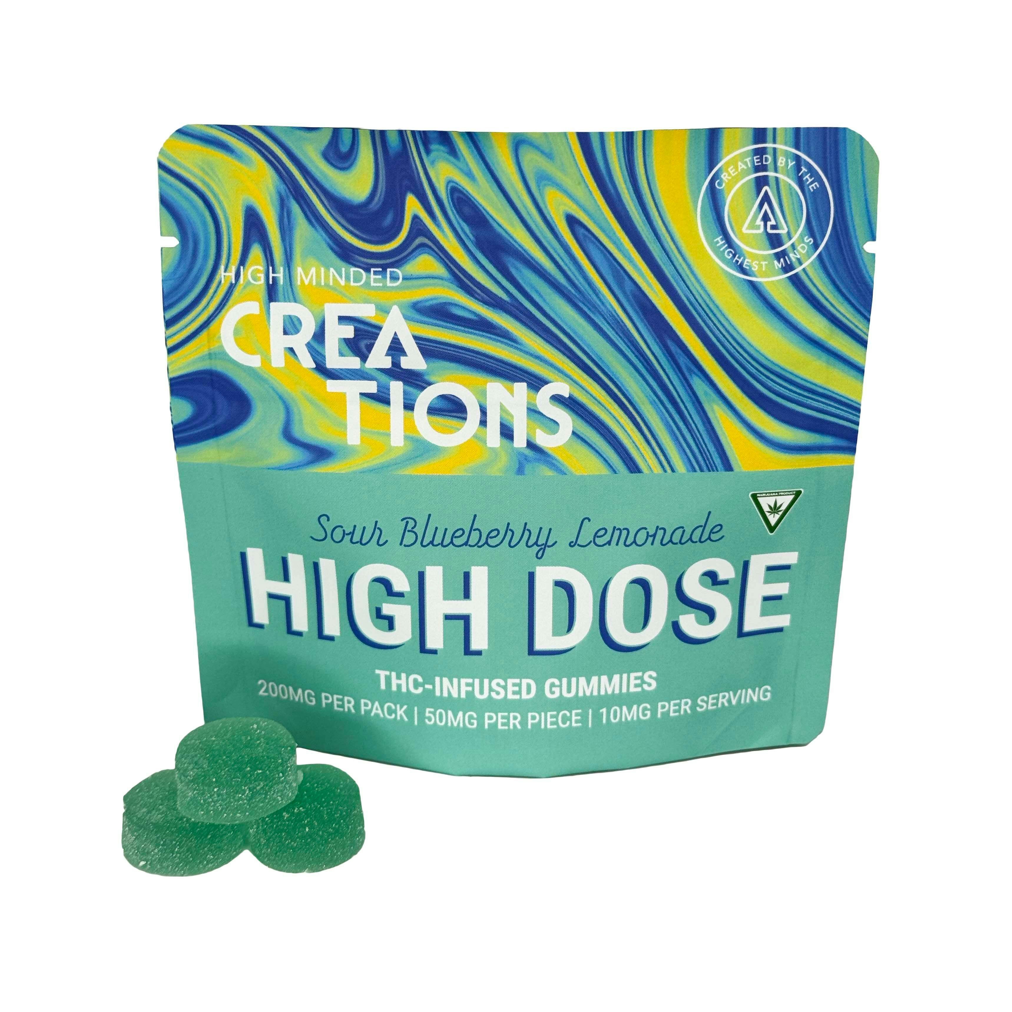 Sour Blueberry Lemonade Gummies - High Dose 4 x 50mg - High Minded