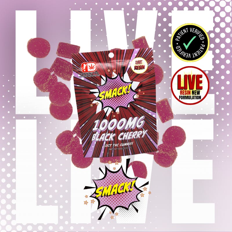 Black Cherry - LIVE RESIN -1000mg 10ct. Gummies - SMACK! - 710Trading