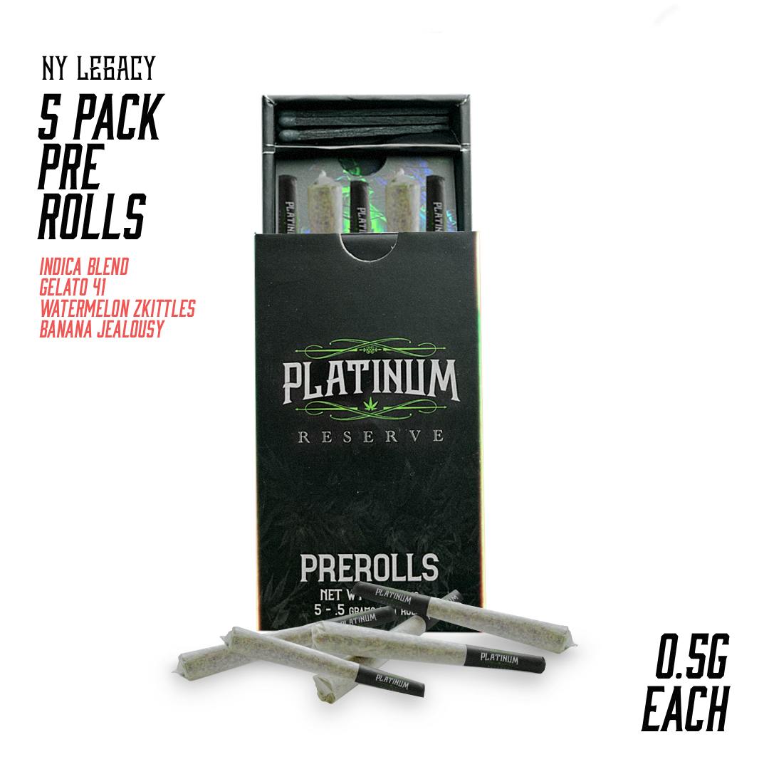 Indica Blend Pre Rolls 5 Pack Platinum Reserve
