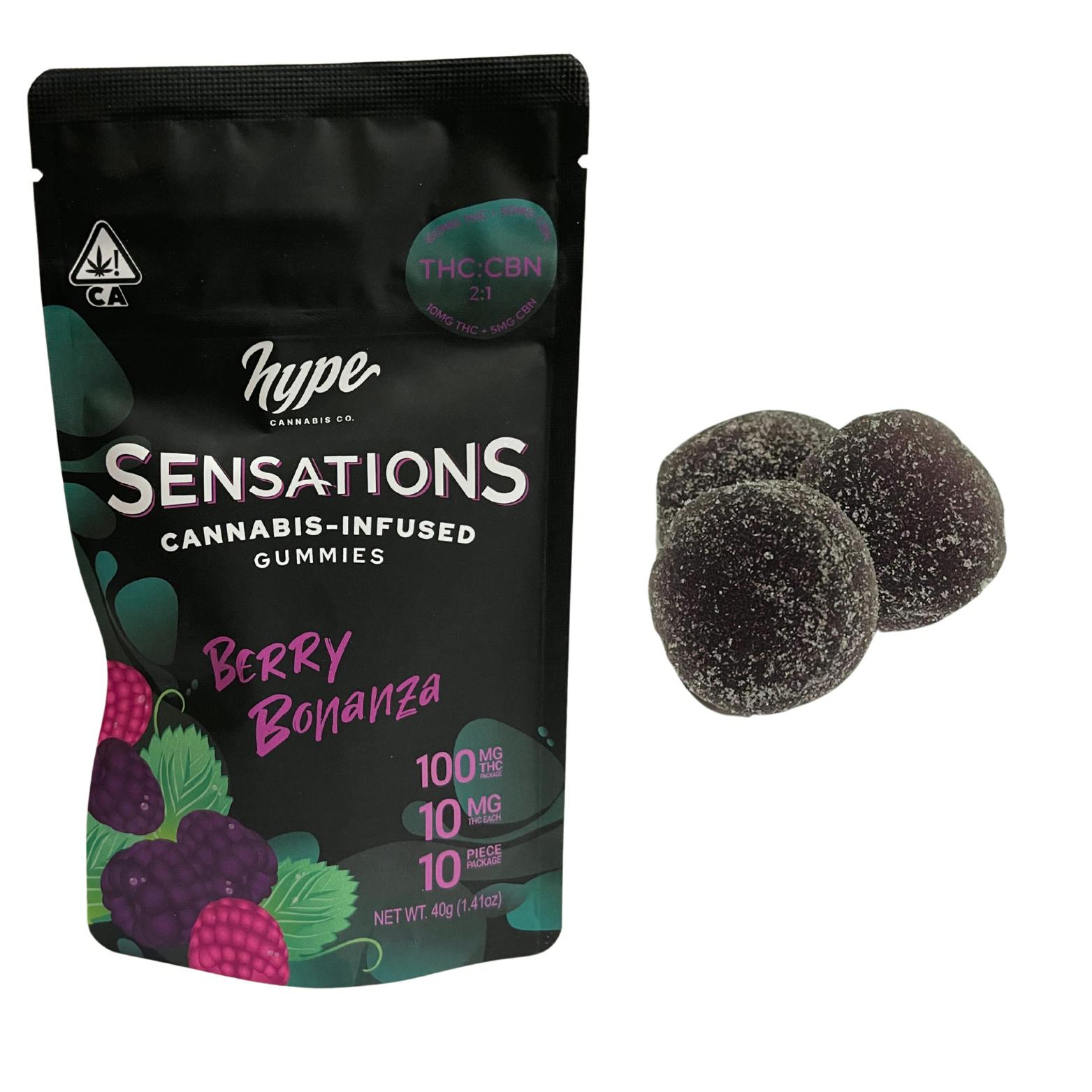 Berry Bonanza 2:1 Sensations - Gummies (10PK) 100MG THC/50MG CBN - Hype ...