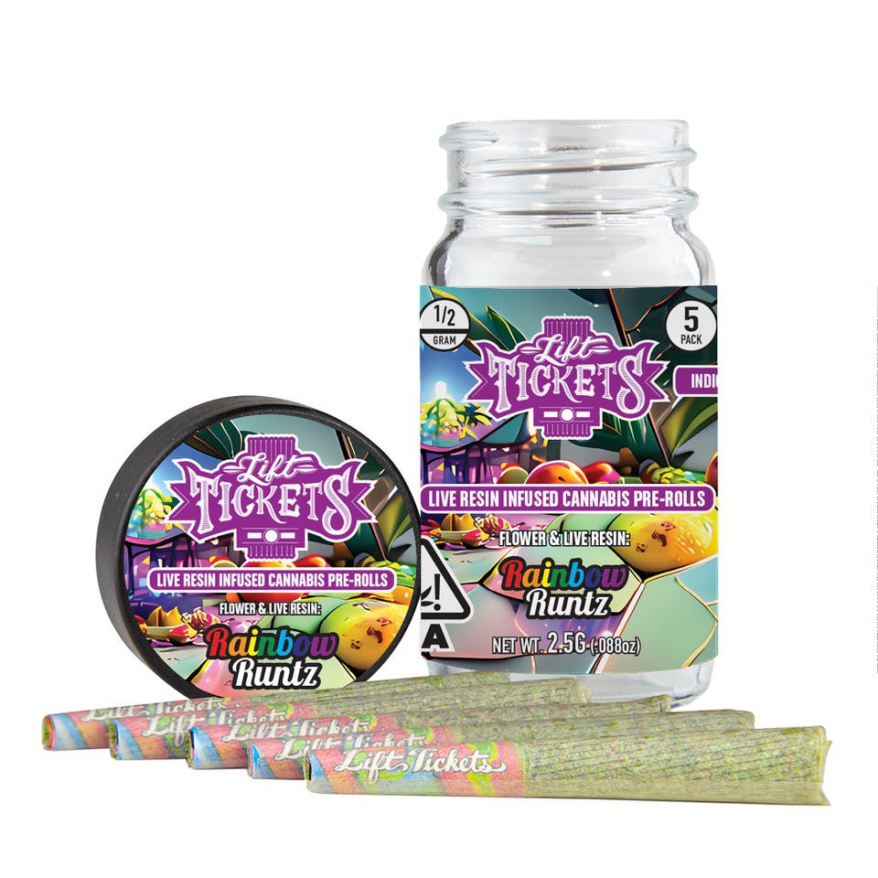 Rainbow Runtz - Infused Pre-Roll 5-Pack - Lift Tickets Rainbow Runtz - Infused Pre-Roll 5-Pack - Lift Tickets