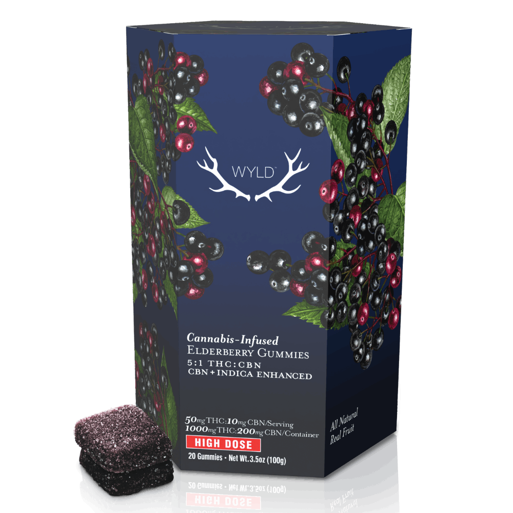 *HIGH DOSE* Elderberry 5:1 CBN + Indica Enhanced Gummies | 1000mg - WYLD