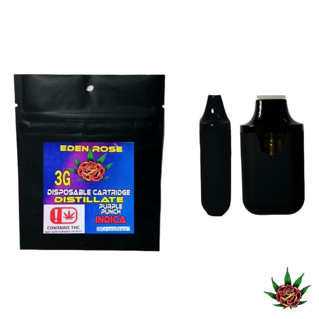 Eden Rose Distillate Disposable 3g - Purple Punch (Indica) - Eden Rose Processing