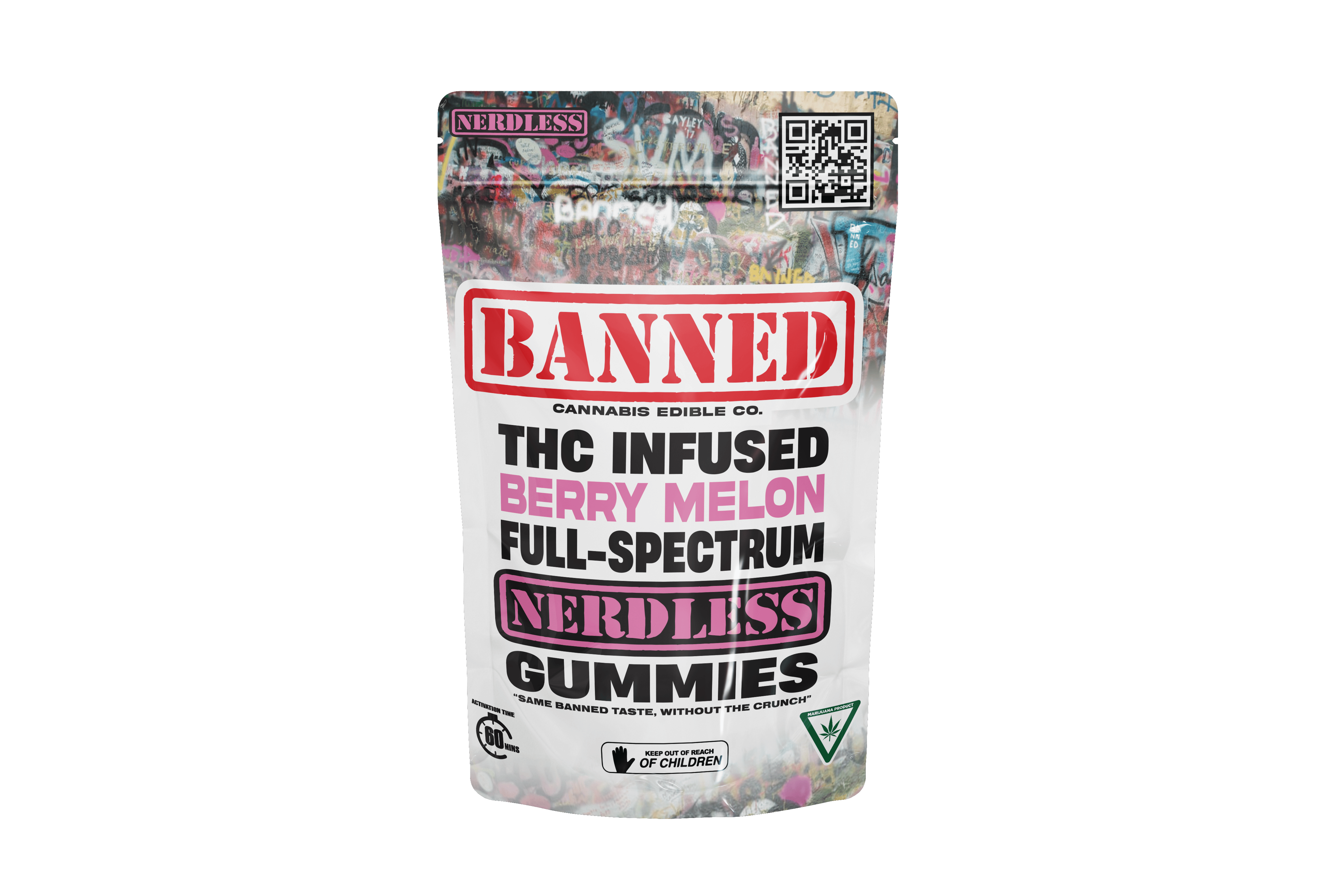 BERRY MELON NERDLESS GUMMIES 200MG | 4 PACK - Banned Edible Co