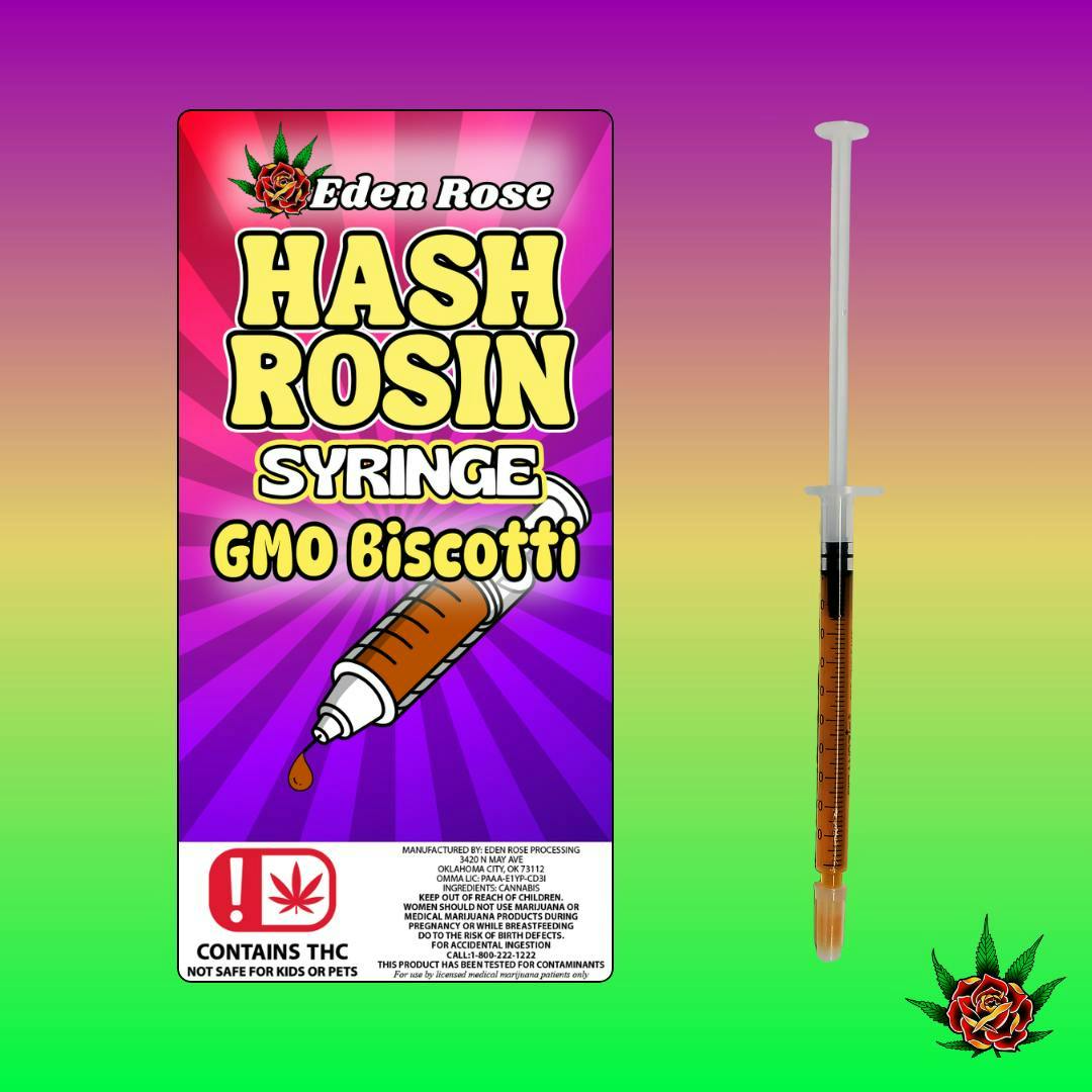 Eden Rose Hash Rosin Syringe 1000mg - GMO Biscotti - Eden Rose Processing