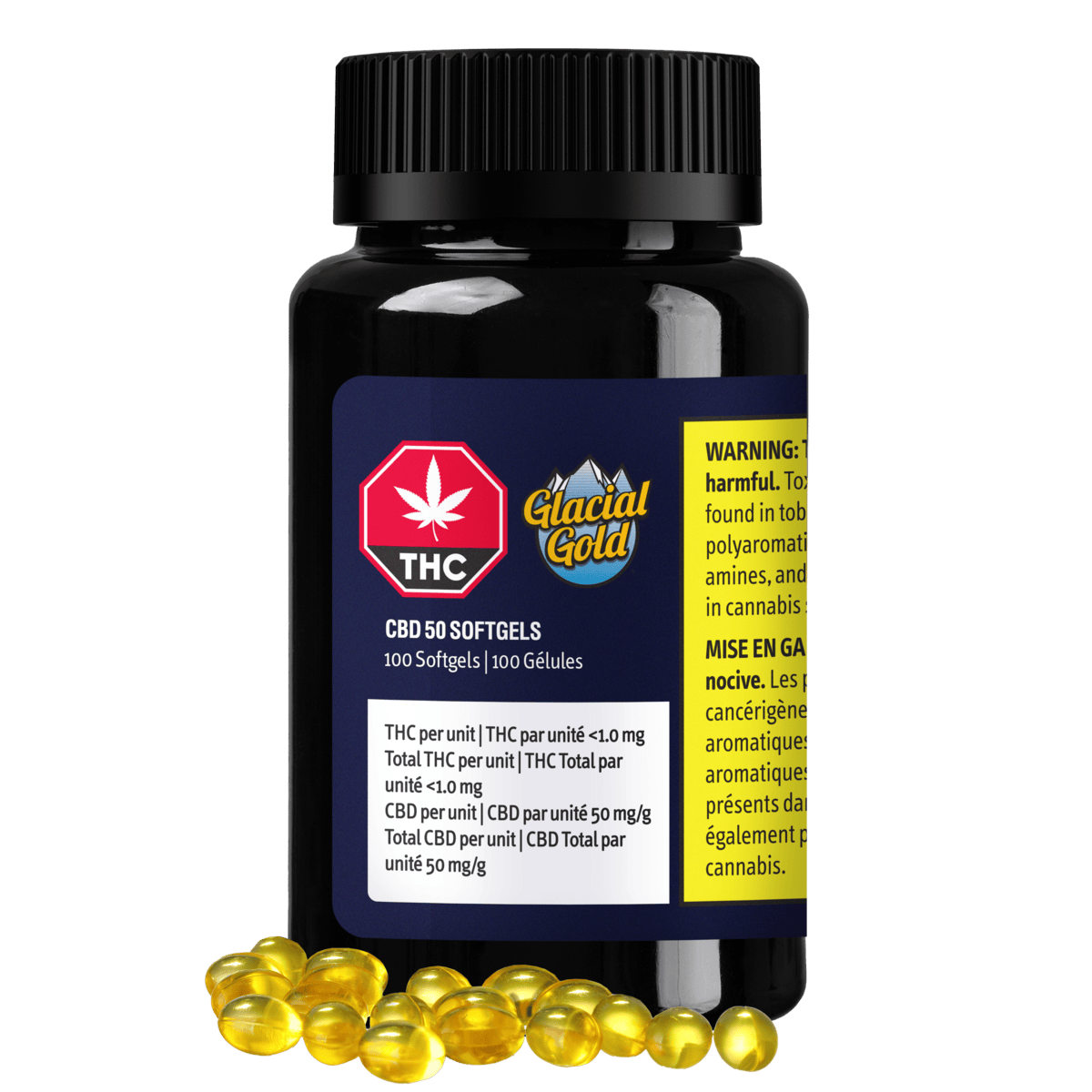 CBD 50 Softgels | 100 Pack (5000mg CBD) - Glacial Gold