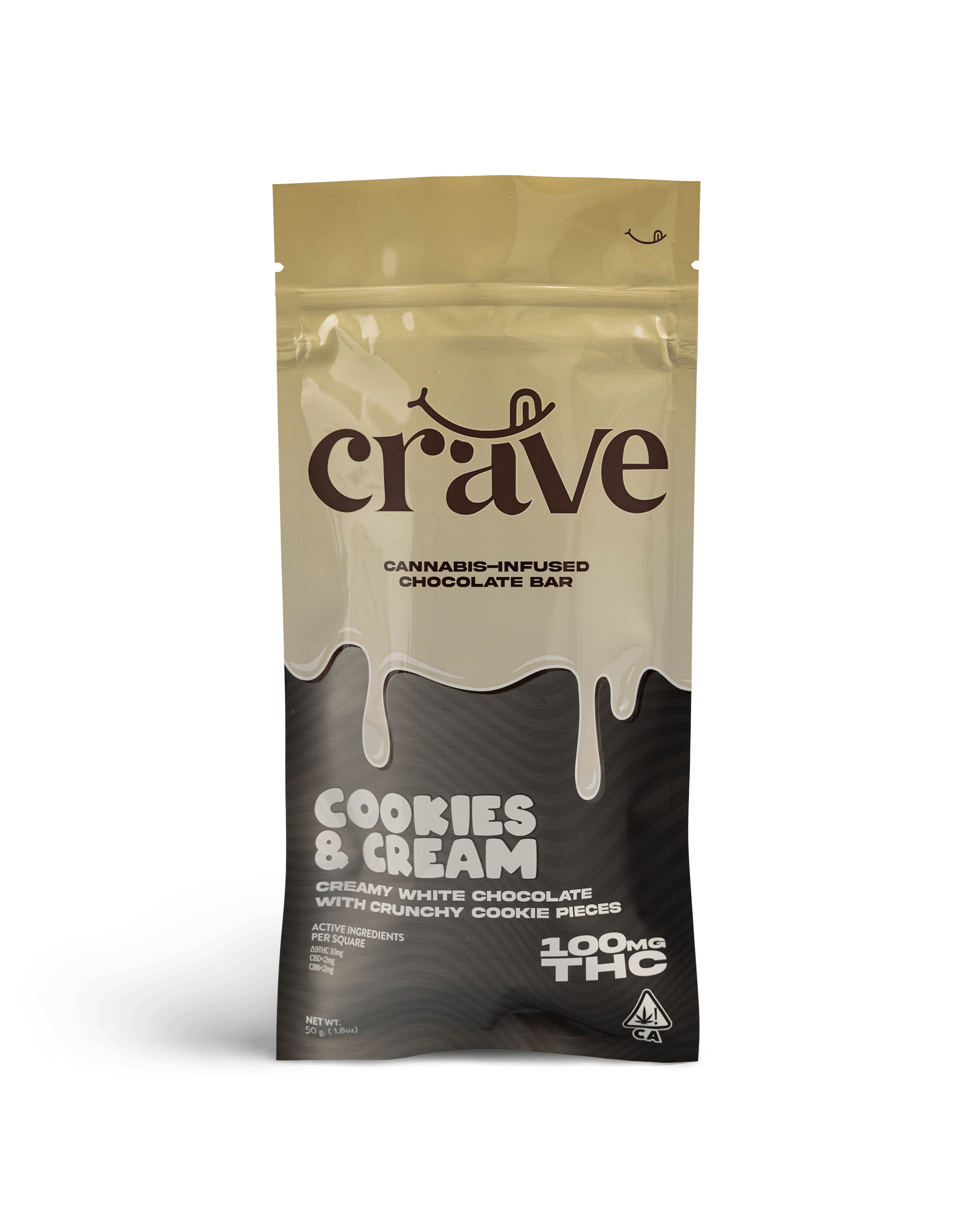 Cookies and Cream Chocolate | 100mg THC - Crave Chocolate