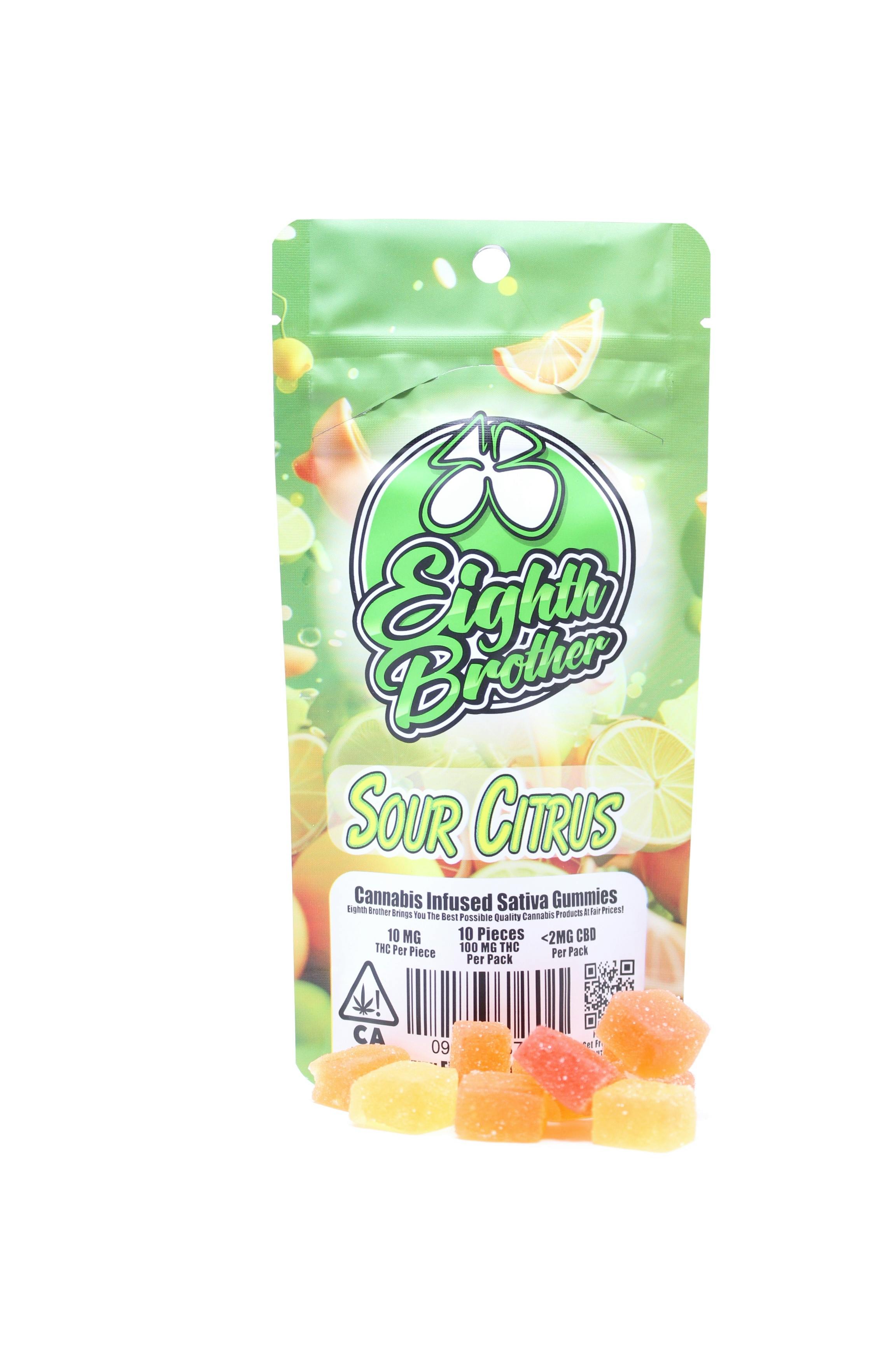 Sour Citrus Gummies 10 pack - 100 mg - Eighth Brother