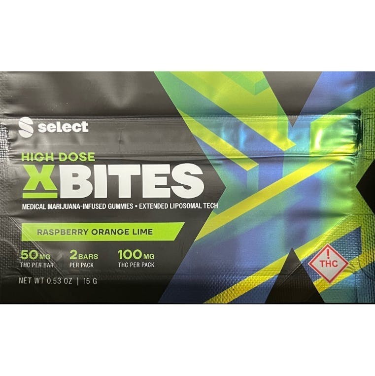 Raspberry Orange Lime X Bites High Dose 2pk (100mg) - Select
