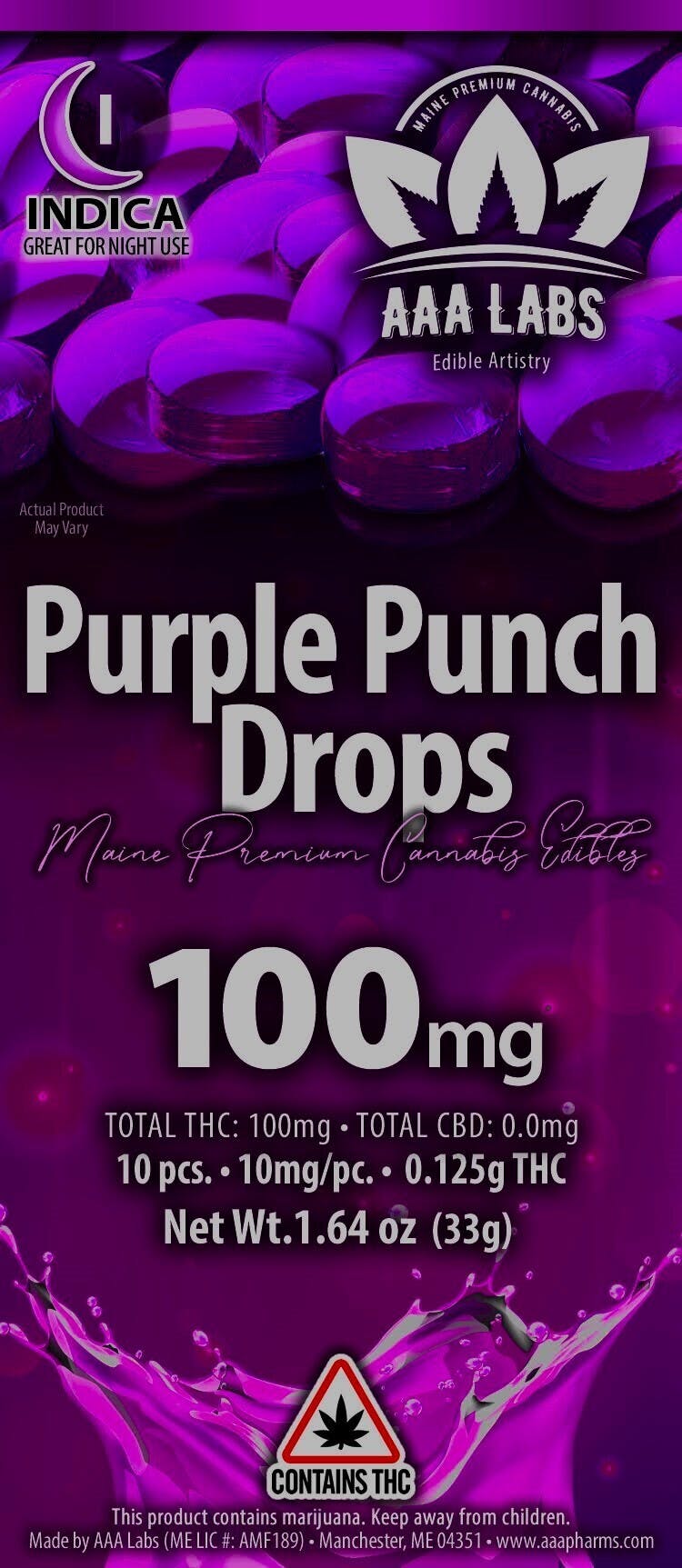 Purple Punch Drops - Indica - 100mg THC - AAA Pharms