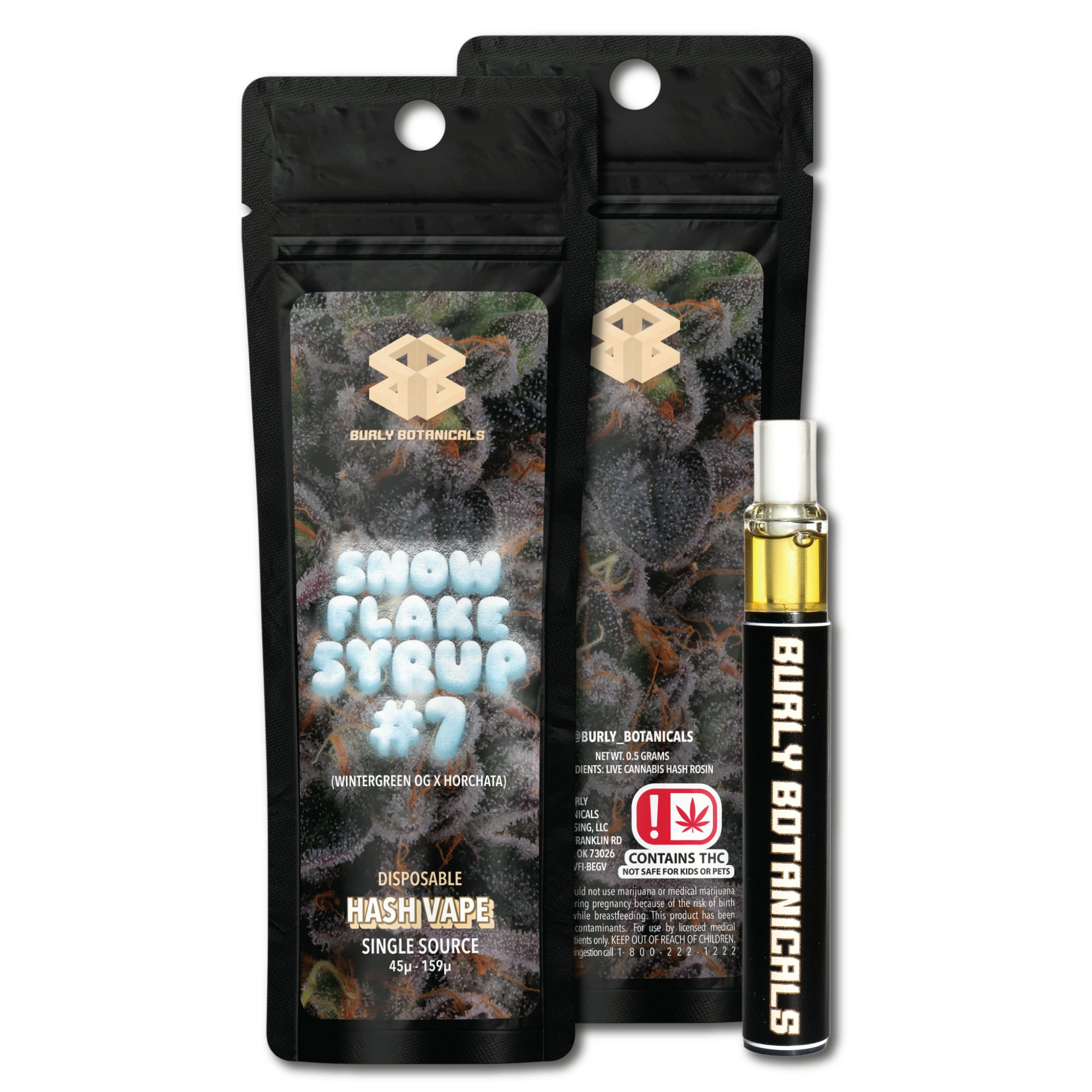 Burly Botanicals | Snowflake Syrup #7 | .5g Disposable Hash Vape ...