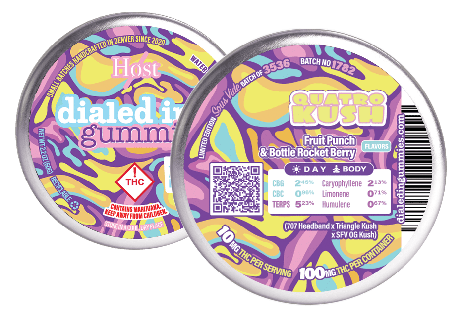 Quatro Kush | Gummies | 10 pc. | 100mg THC [Batch #1782] - Dialed In Gummies