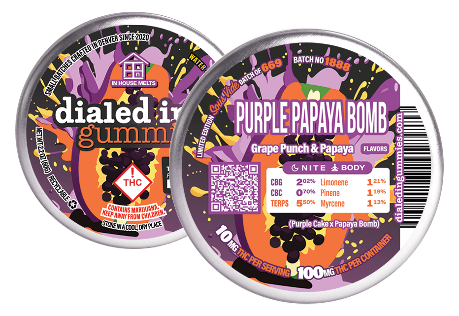 Purple Papaya Bomb | Gummies | 10 pc. | 100mg THC [Batch #1888 ...