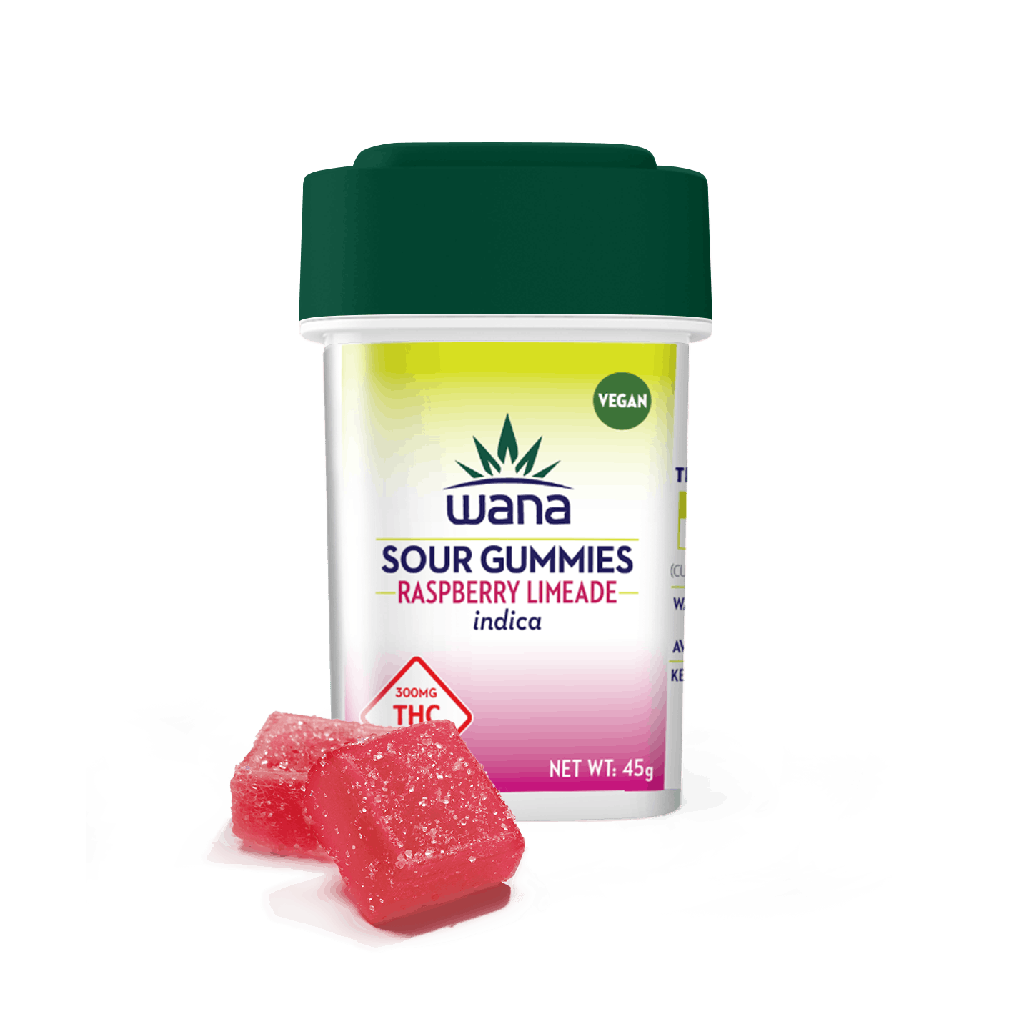 Raspberry Limeade - Indica (High-Dose) [10 pack] - MO - Wana Edibles