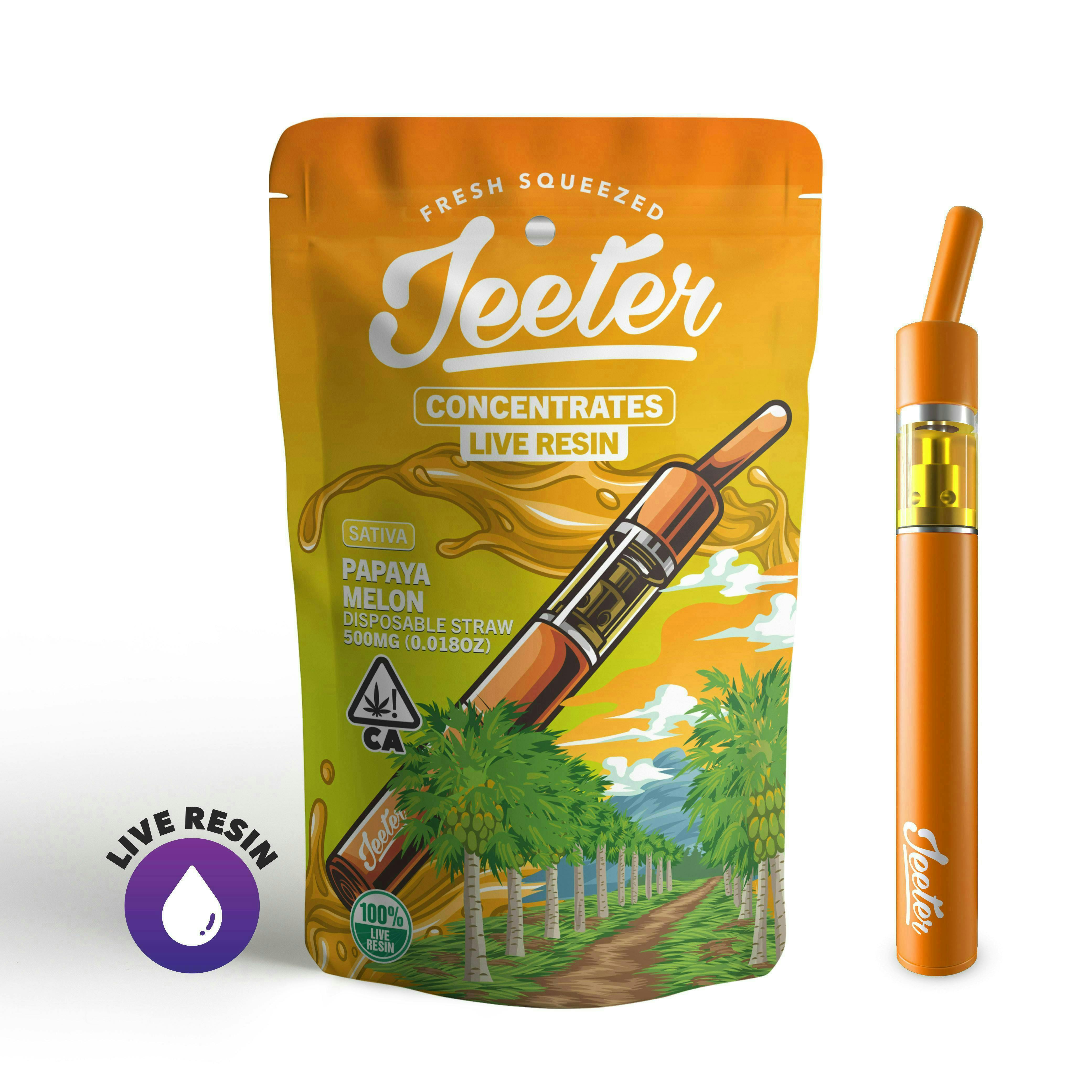 Jeeter Juice Disposable Live Resin Straw - Papaya Melon - Jeeter Jeeter Juice Disposable Live Resin Straw - Papaya Melon - Jeeter