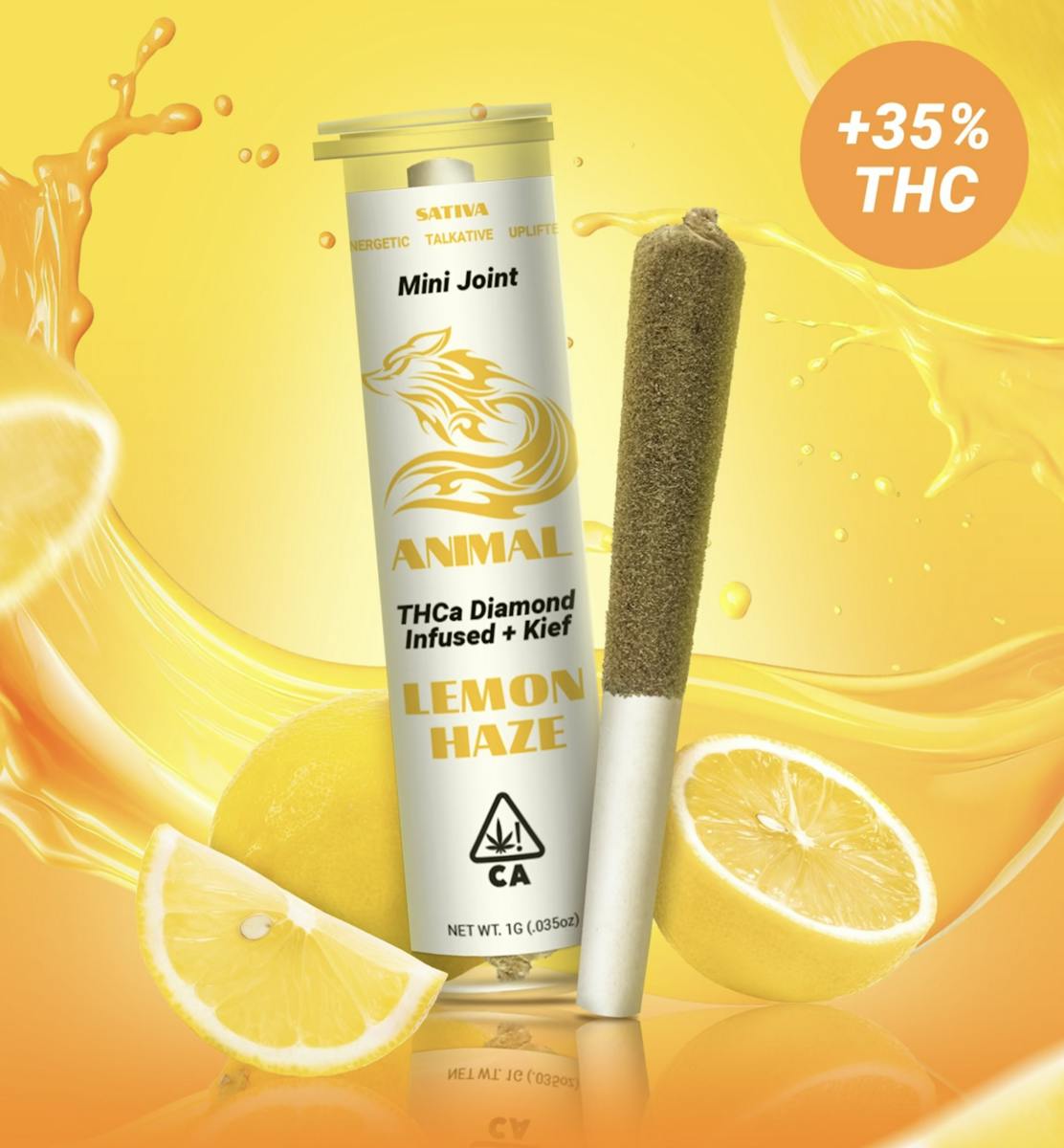 1g Lemon Haze / THCa Diamond infused Joint - Animal
