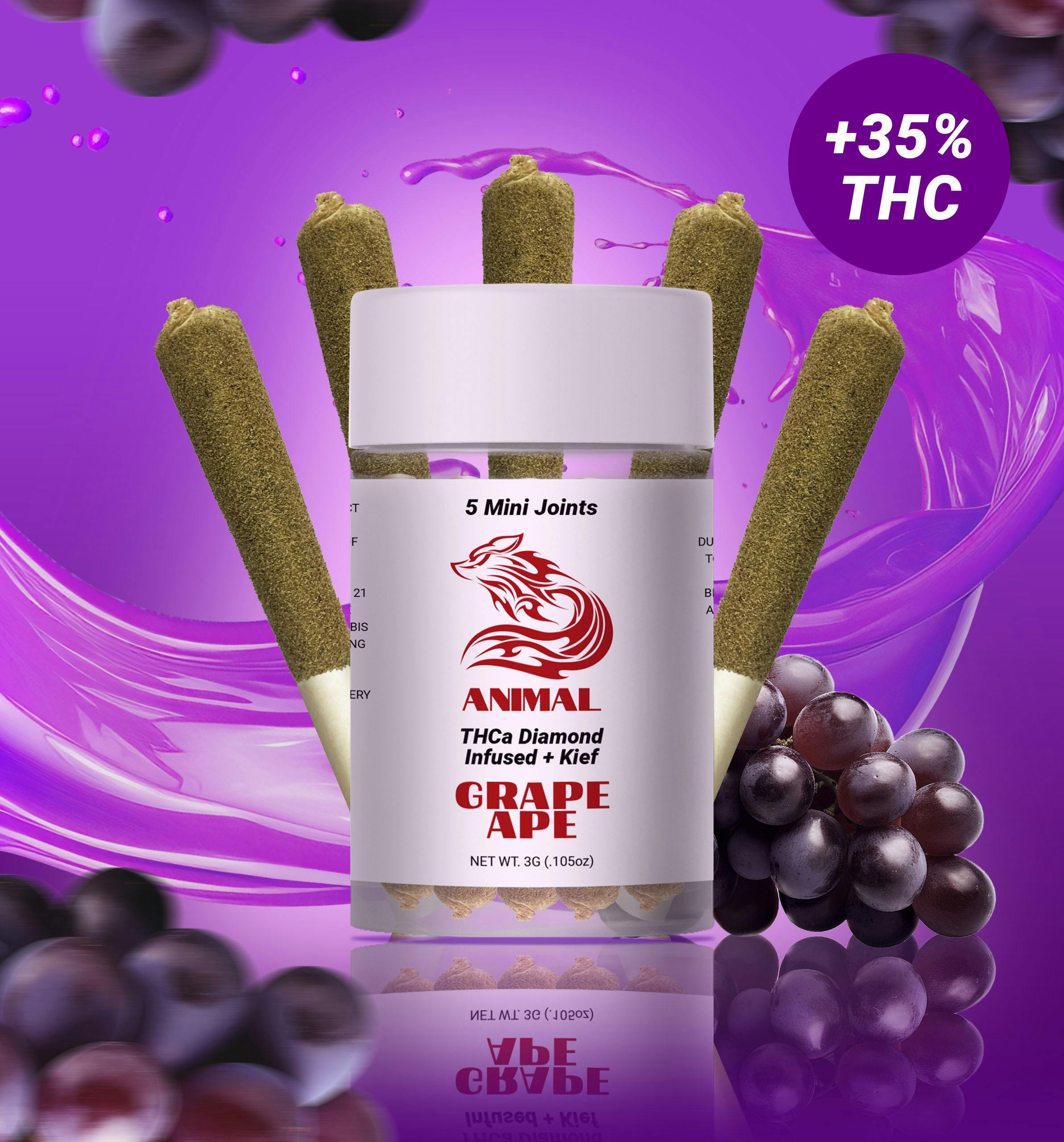 5pk(3G) Grape Ape / THCa Diamond infused Joint - Animal