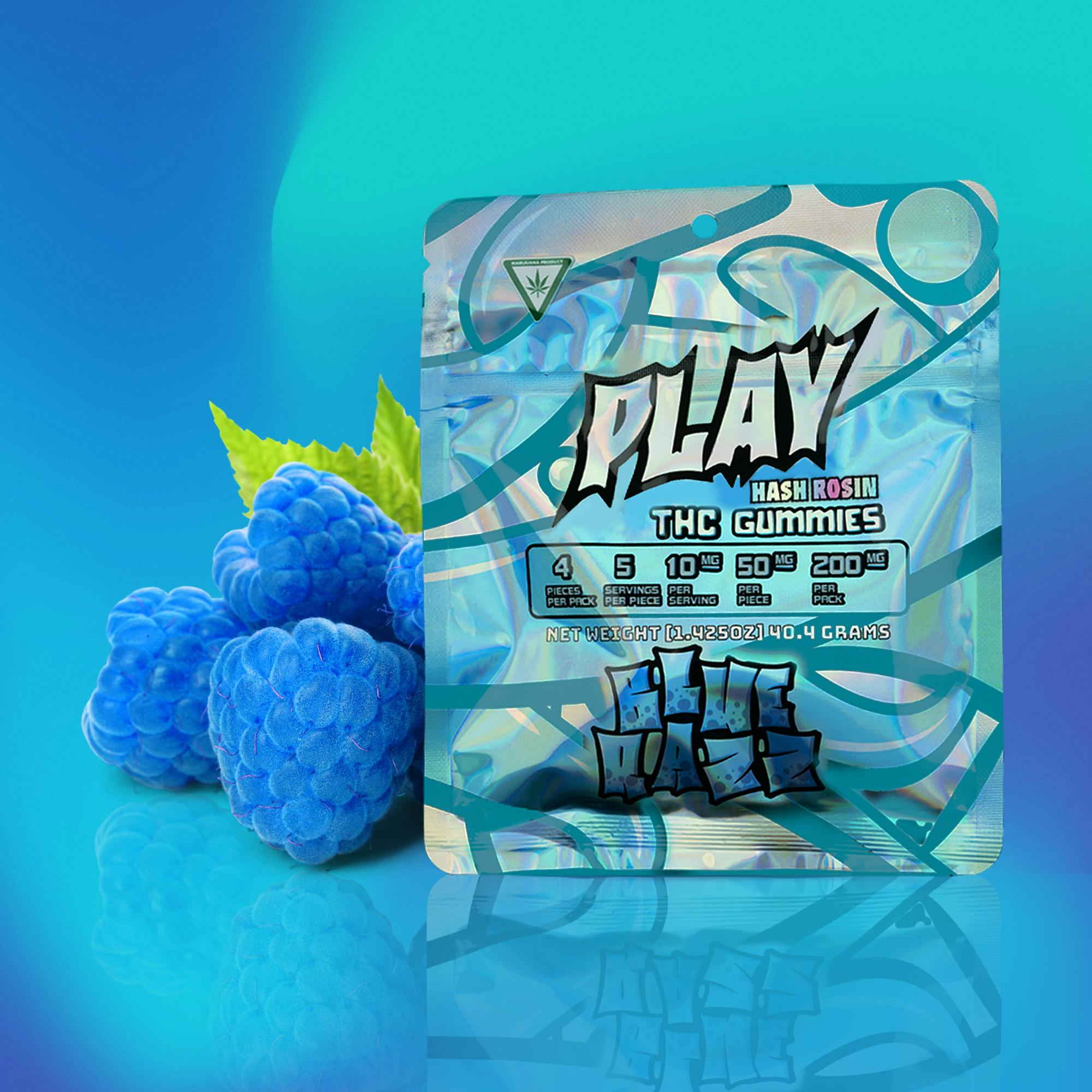 Blue Razz ━ 200mg ━ Hash Rosin Gummies ━ Play - Play Michigan