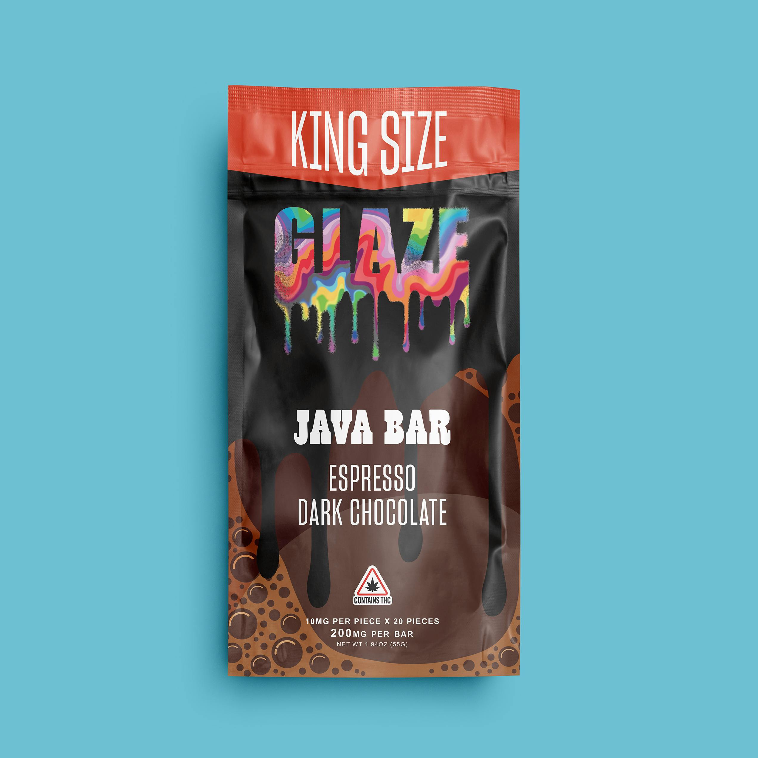 Glaze | King Size Java Bar - Espresso Dark Chocolate | 200mg - Glaze