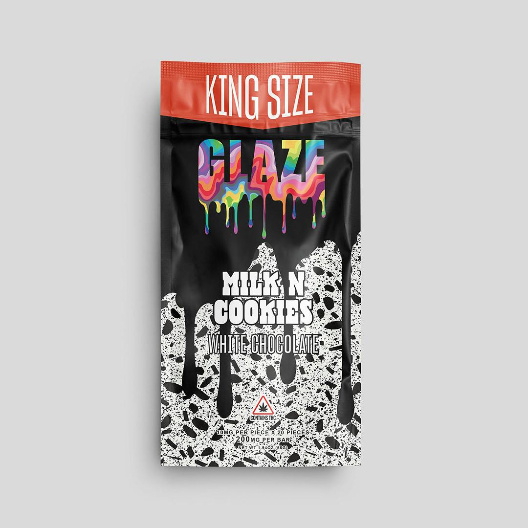 Glaze | King Size Milk N' Cookies White Chocolate Bar | 200mg - Glaze