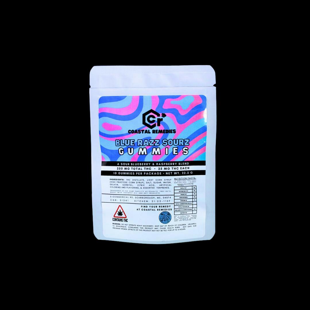 500mg Blue Razz Sourz Gummies | Coastal Remedies - Coastal Remedies