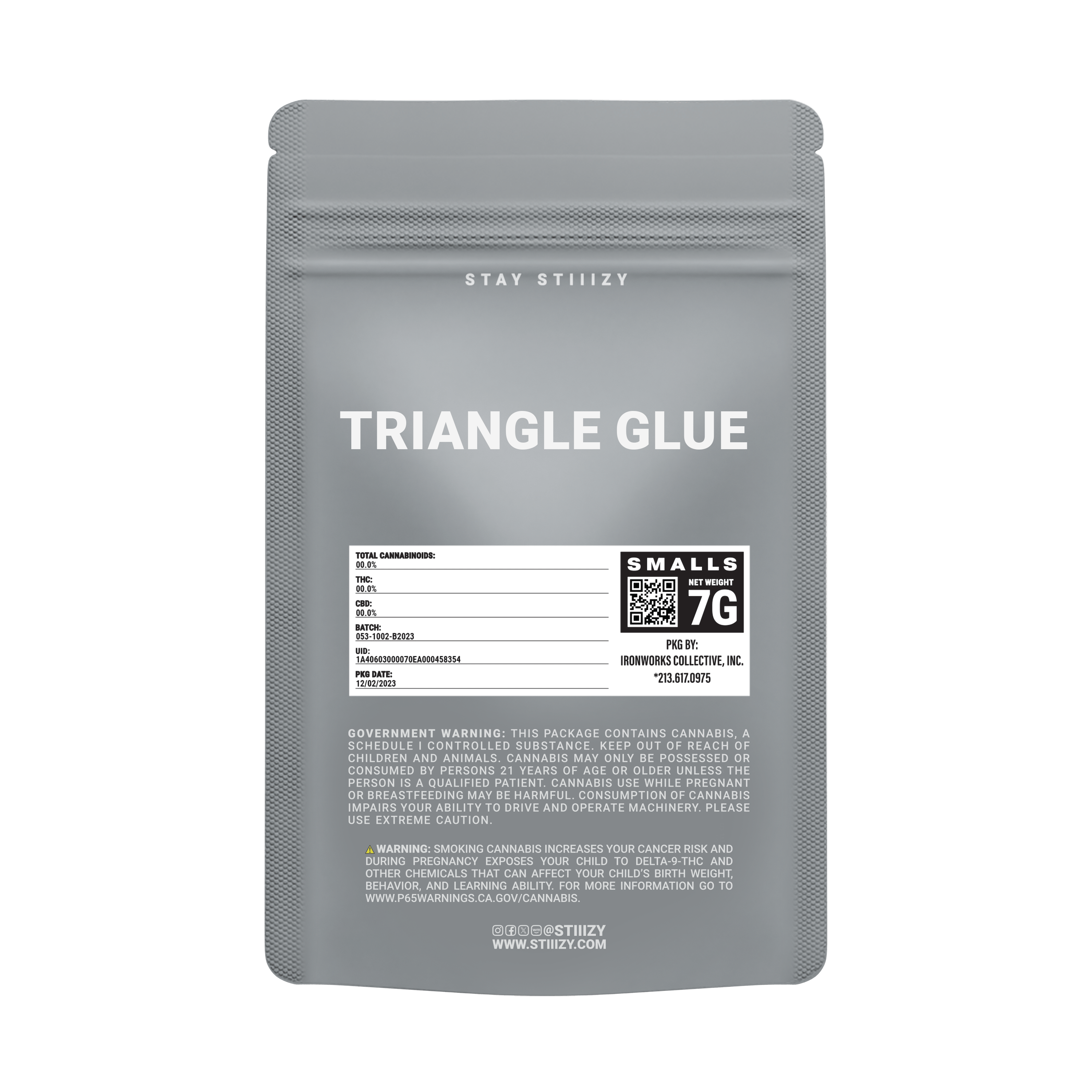 - TRIANGLE GLUE - 7G Grey Label Mylar - STIIIZY