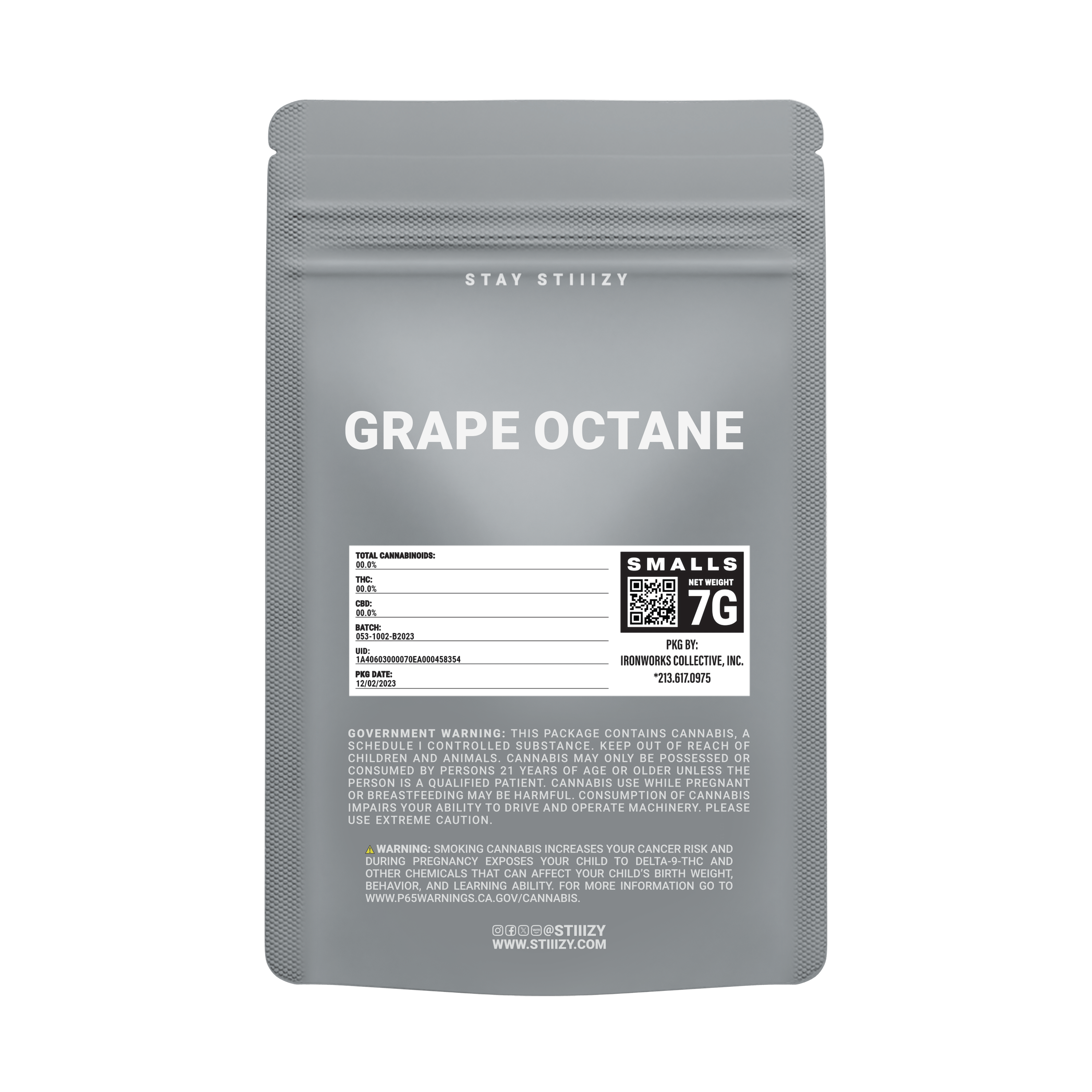 - GRAPE OCTANE - 7G Grey Label Mylar - STIIIZY