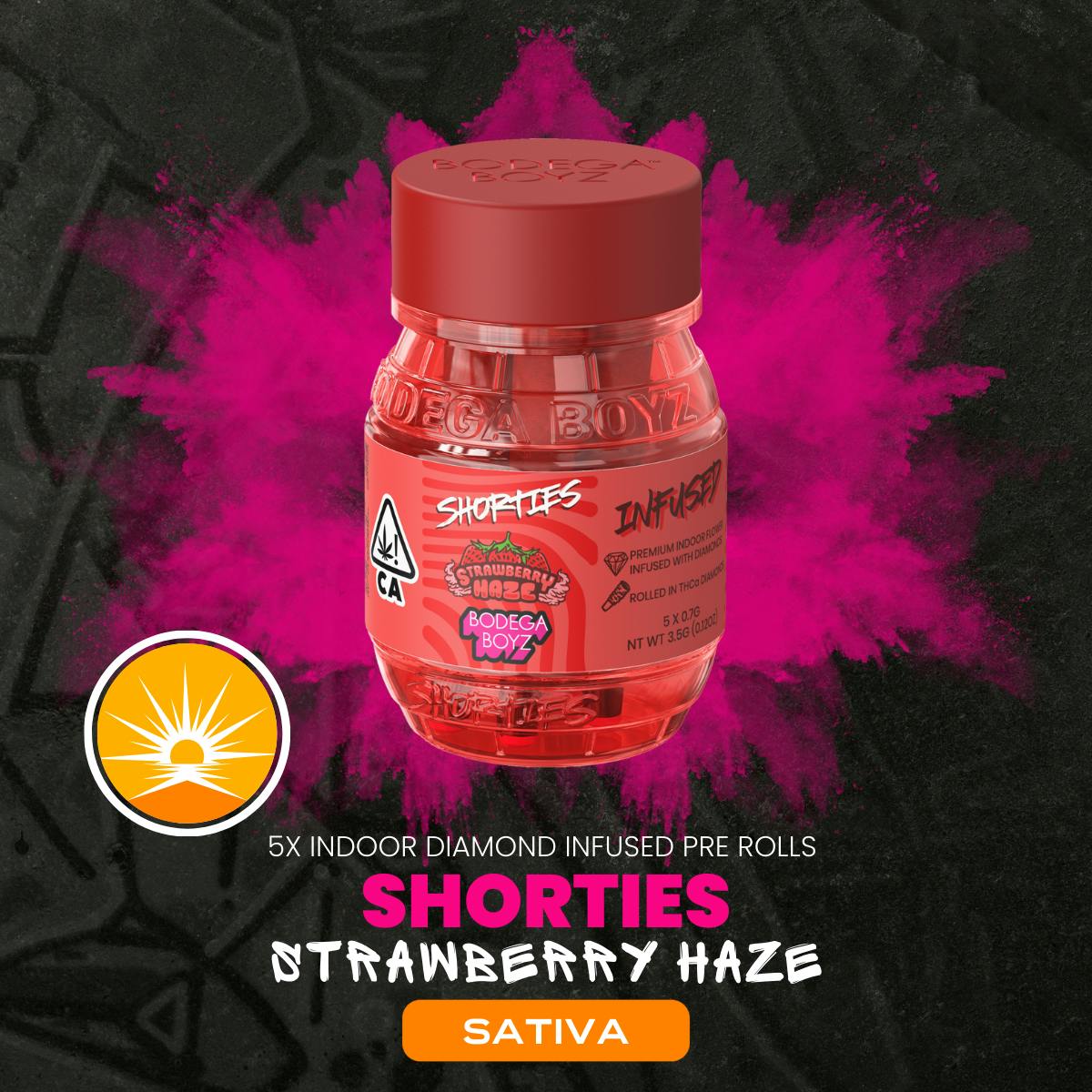 Shorties Strawberry Haze | 5 infused prerolls per Barrel: (SATIVA) | CA ...