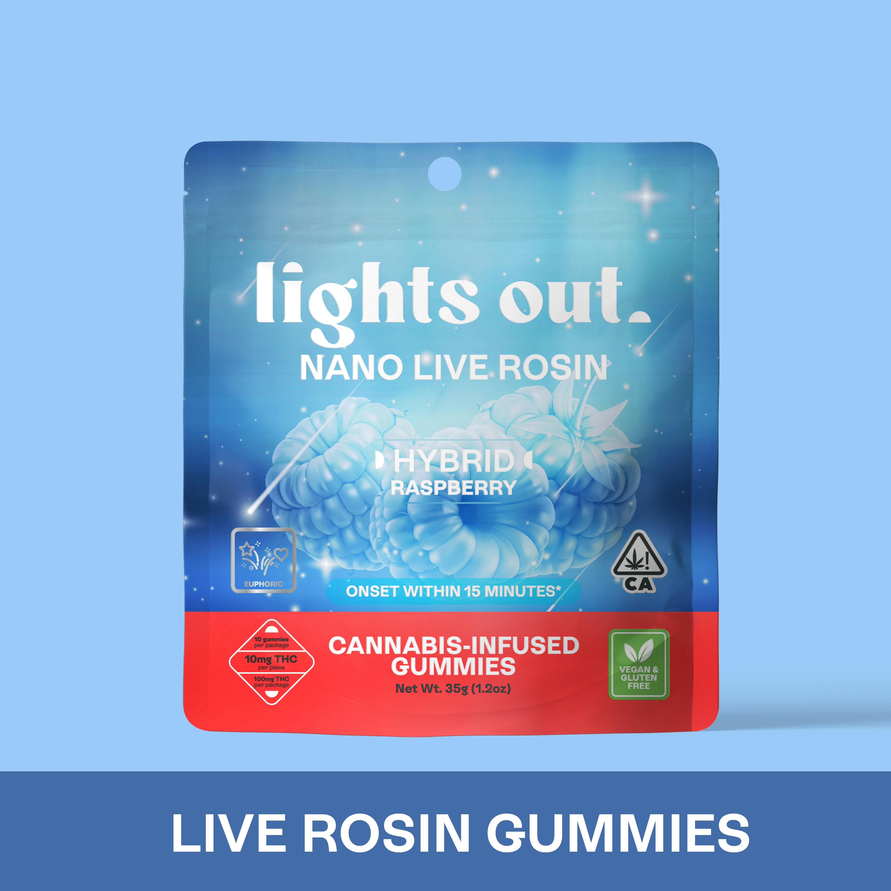 Raspberry (Hybrid) Live Rosin Nano Edible 100mg - Lights Out